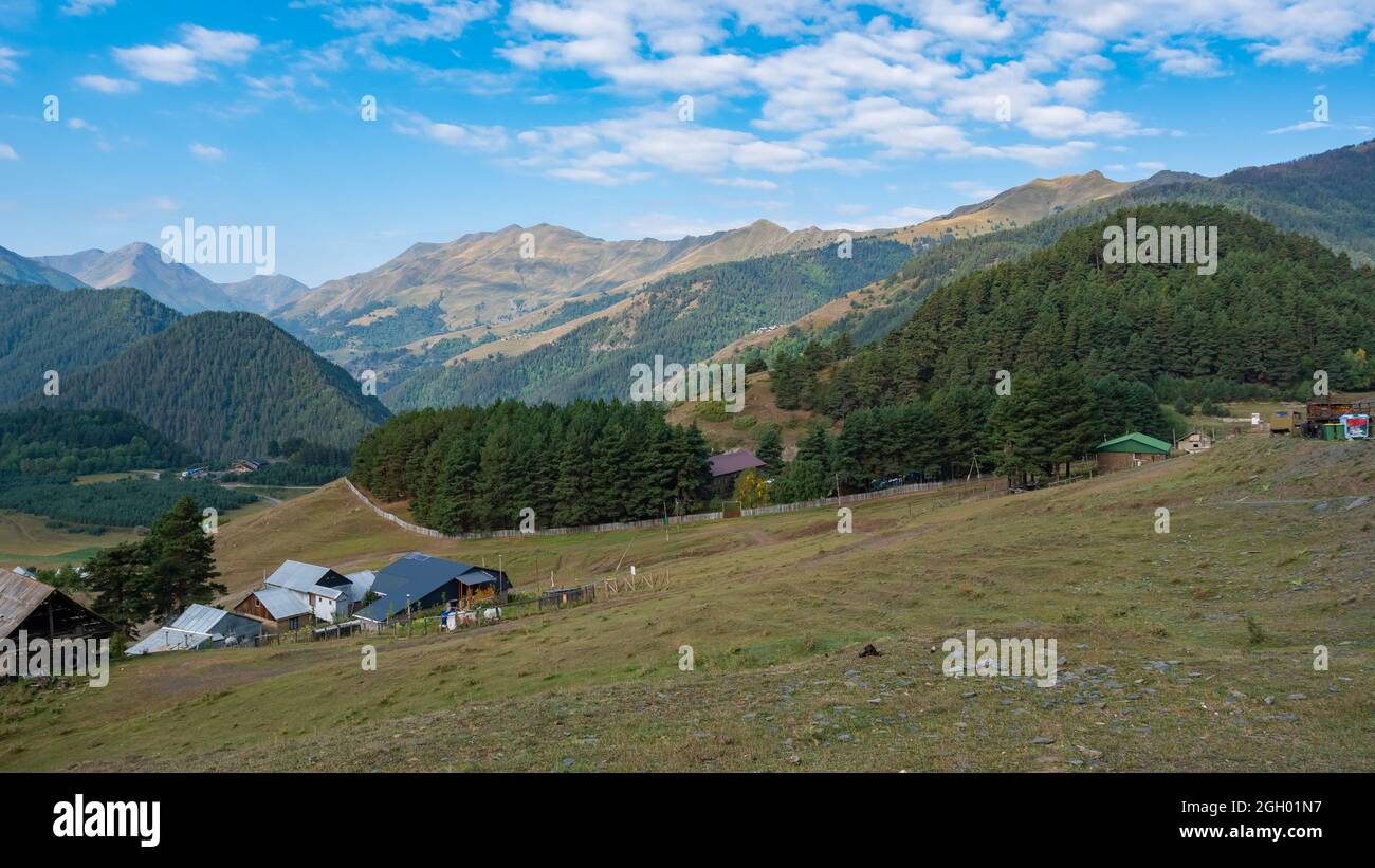 mountain village Omalo in Tusheti nature reserve. Georgia. Travel Stock ...