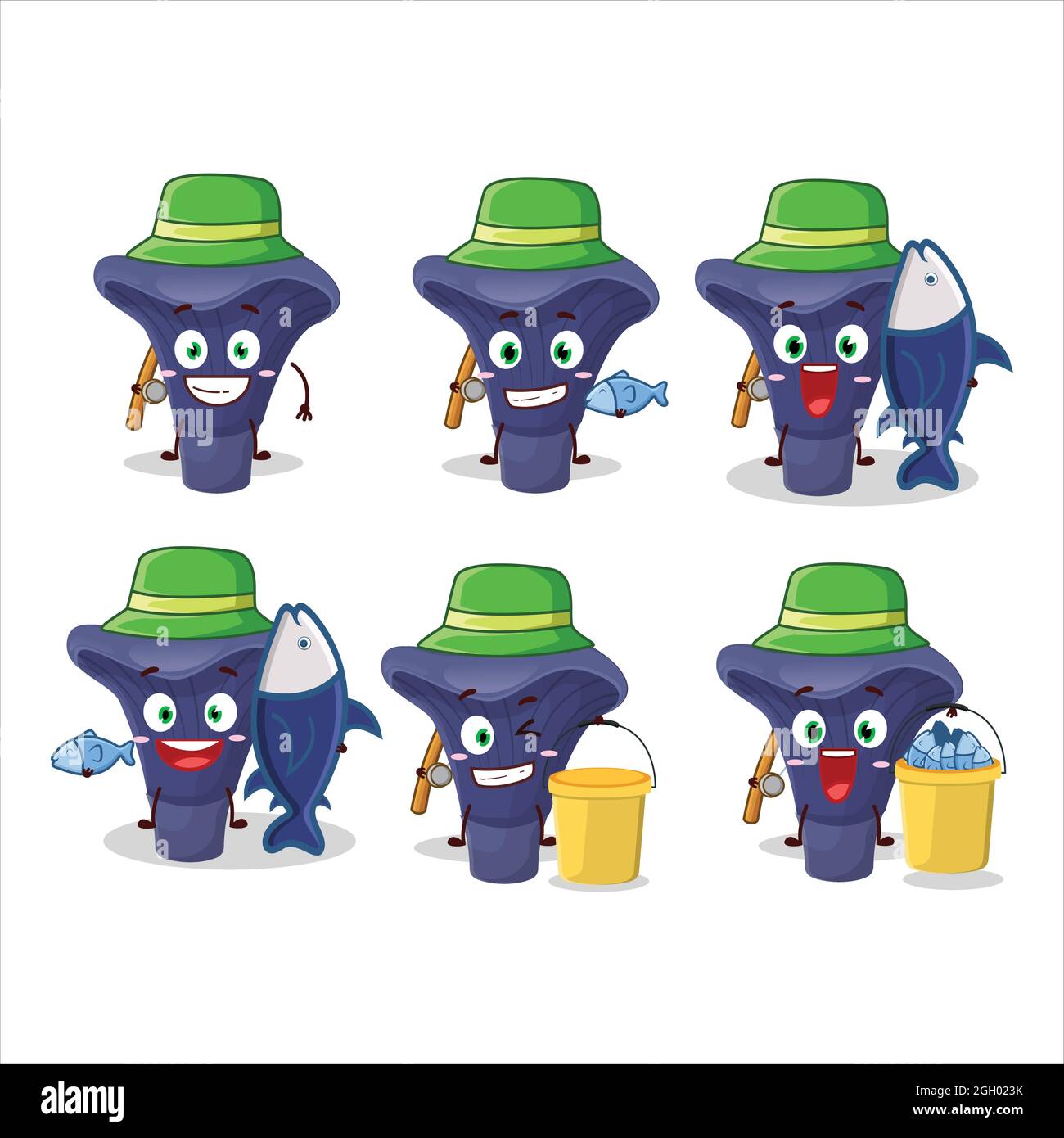 A fisherman actarius indigo cartoon picture catch a big fish. Vector ...