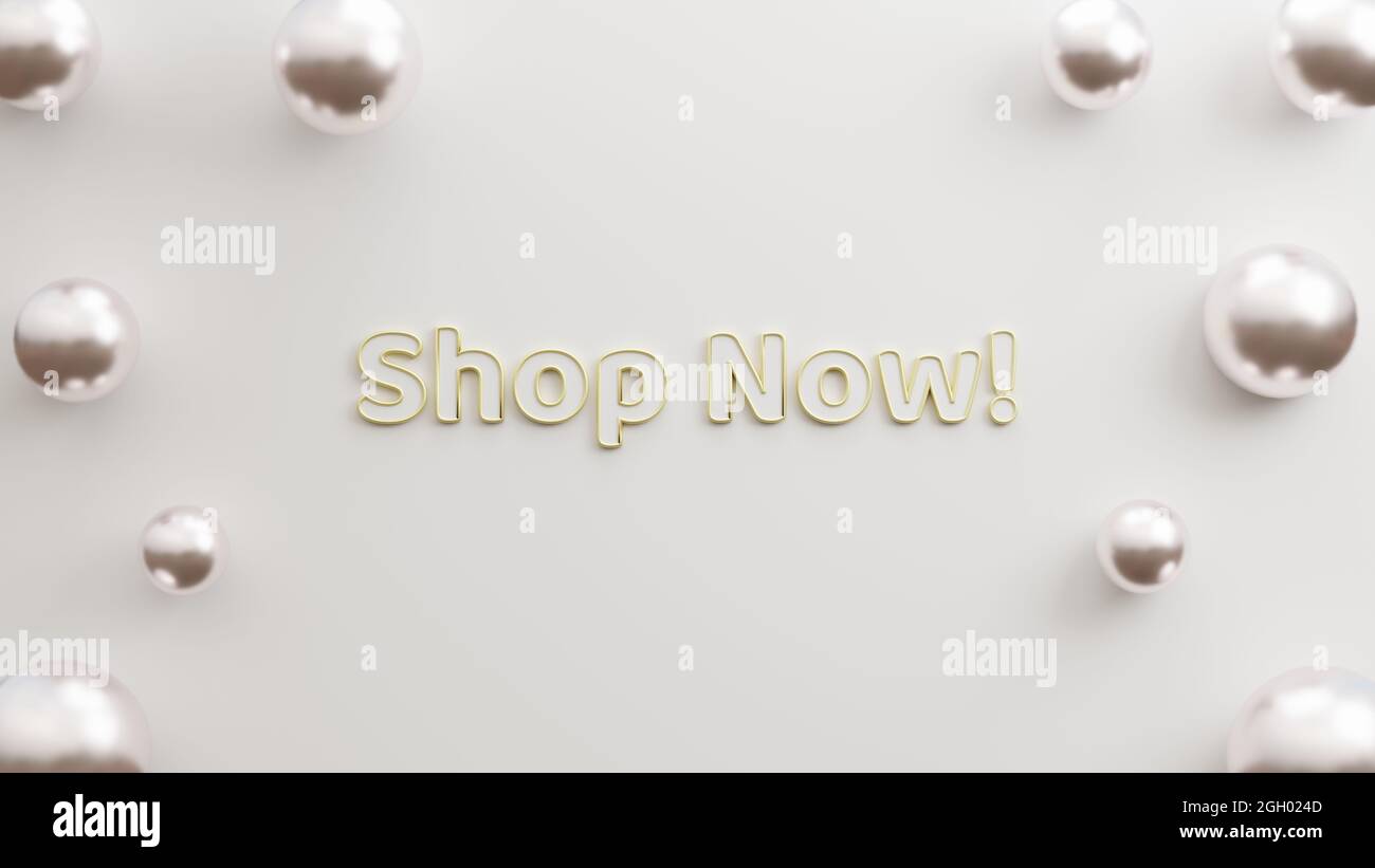 text shop now modern gold with white background minimalist style 3d ...
