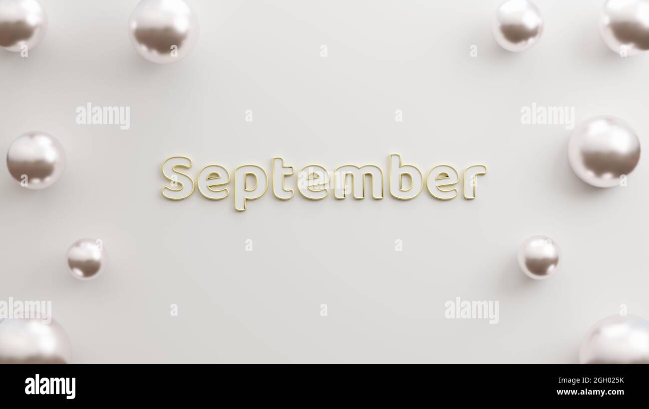 text september modern gold with white background minimalist style 3d ...