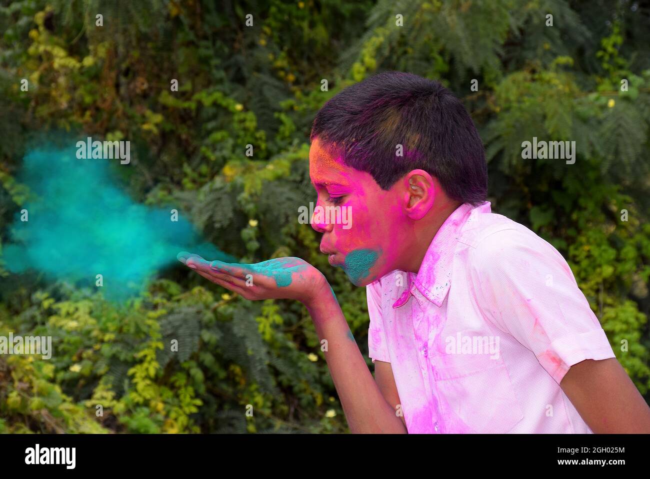 Little boy playing with colors, In a happy mood, Concept for Indian ...