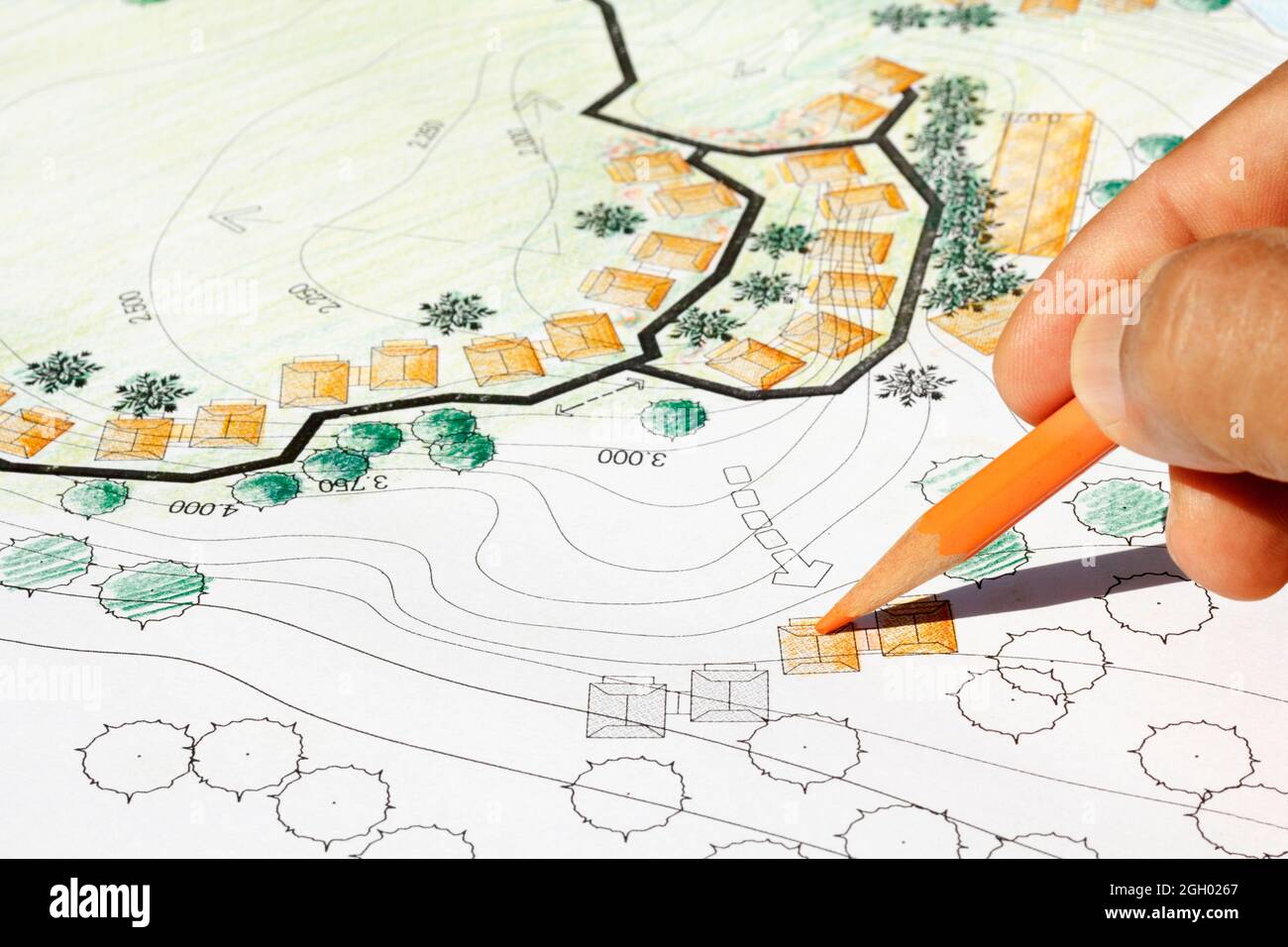 Landscape Architect Designing on site analysis plan Stock Photo - Alamy
