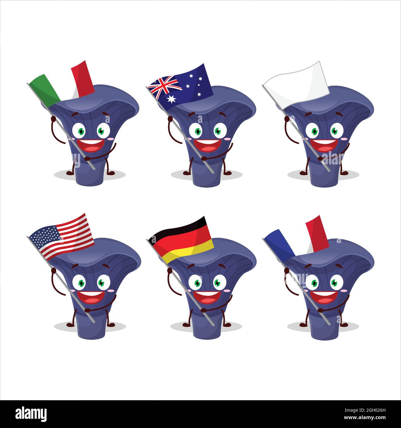 Actarius Indigo Cartoon Character Bring The Flags Of Various Countries