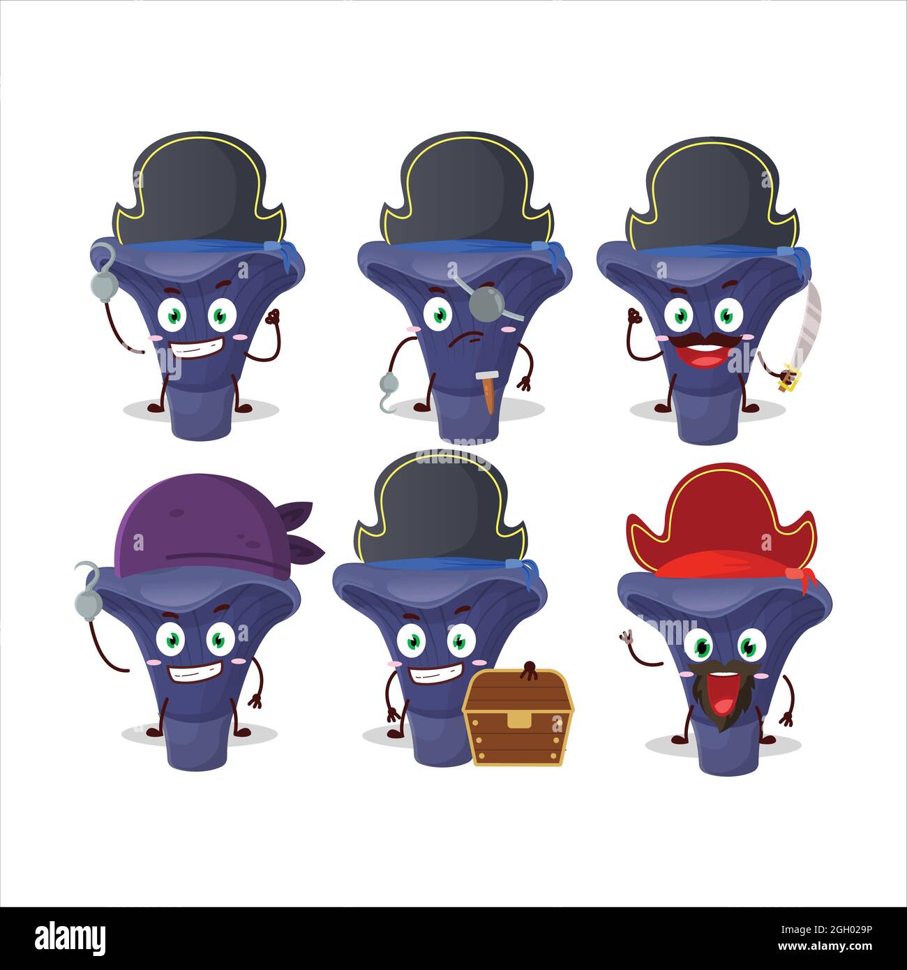 Cartoon character of actarius indigo with various pirates emoticons ...