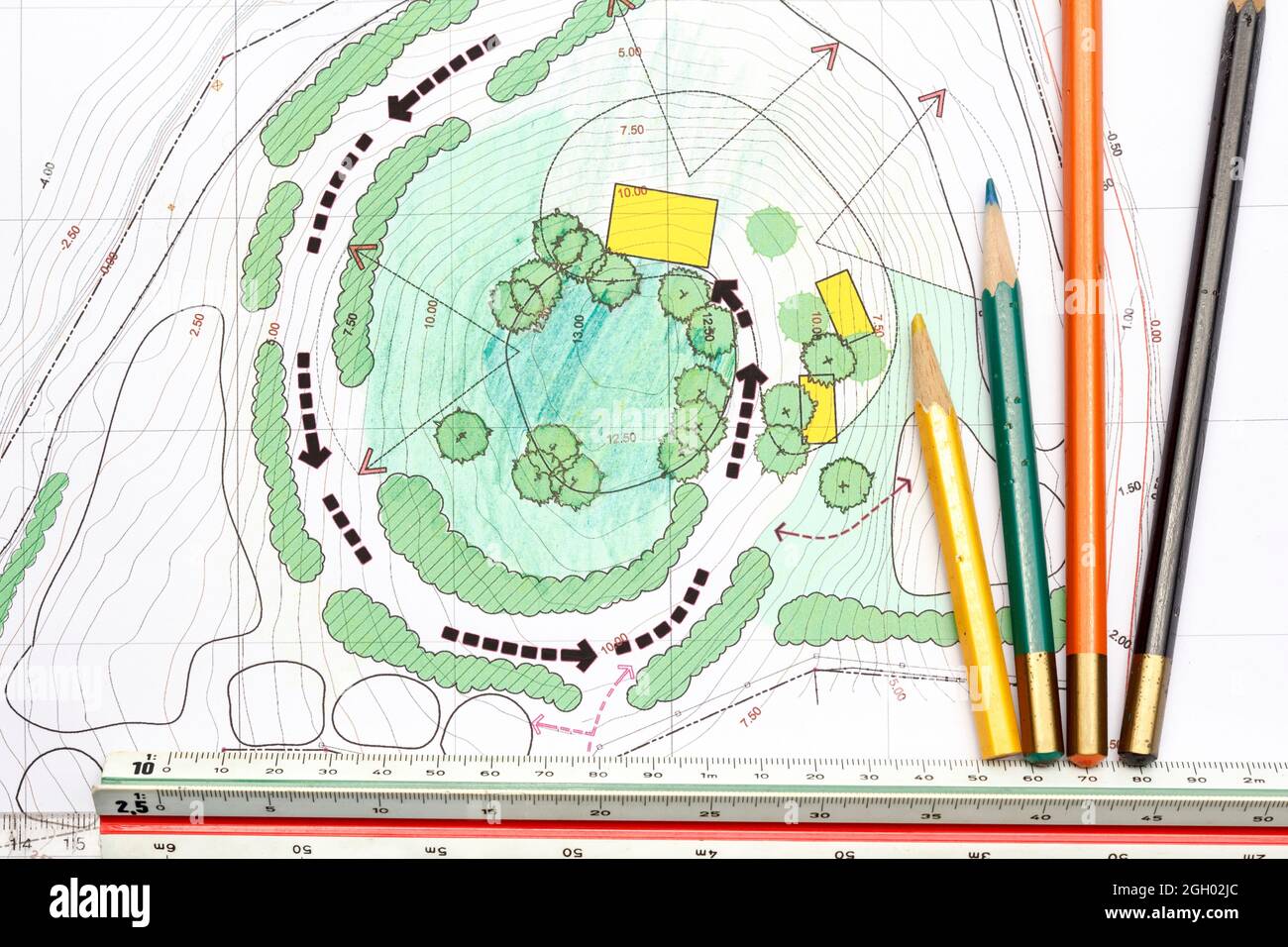 Landscape Architect Designing on site analysis plans Stock Photo - Alamy