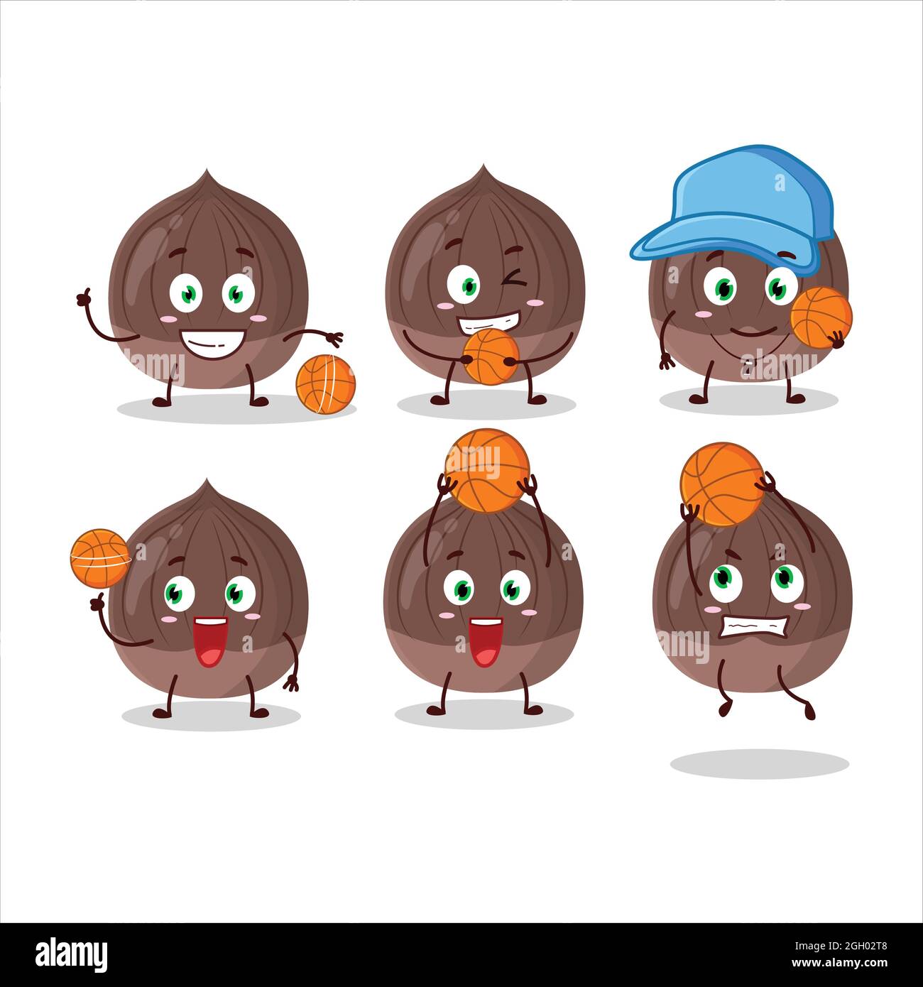 Talented chestnut cartoon character as a basketball athlete. Vector ...