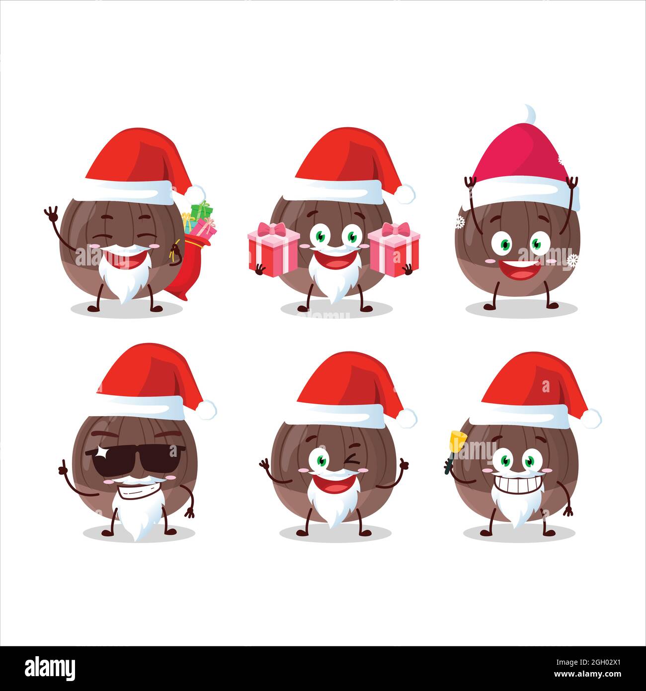Santa Claus emoticons with chestnut cartoon character. Vector ...