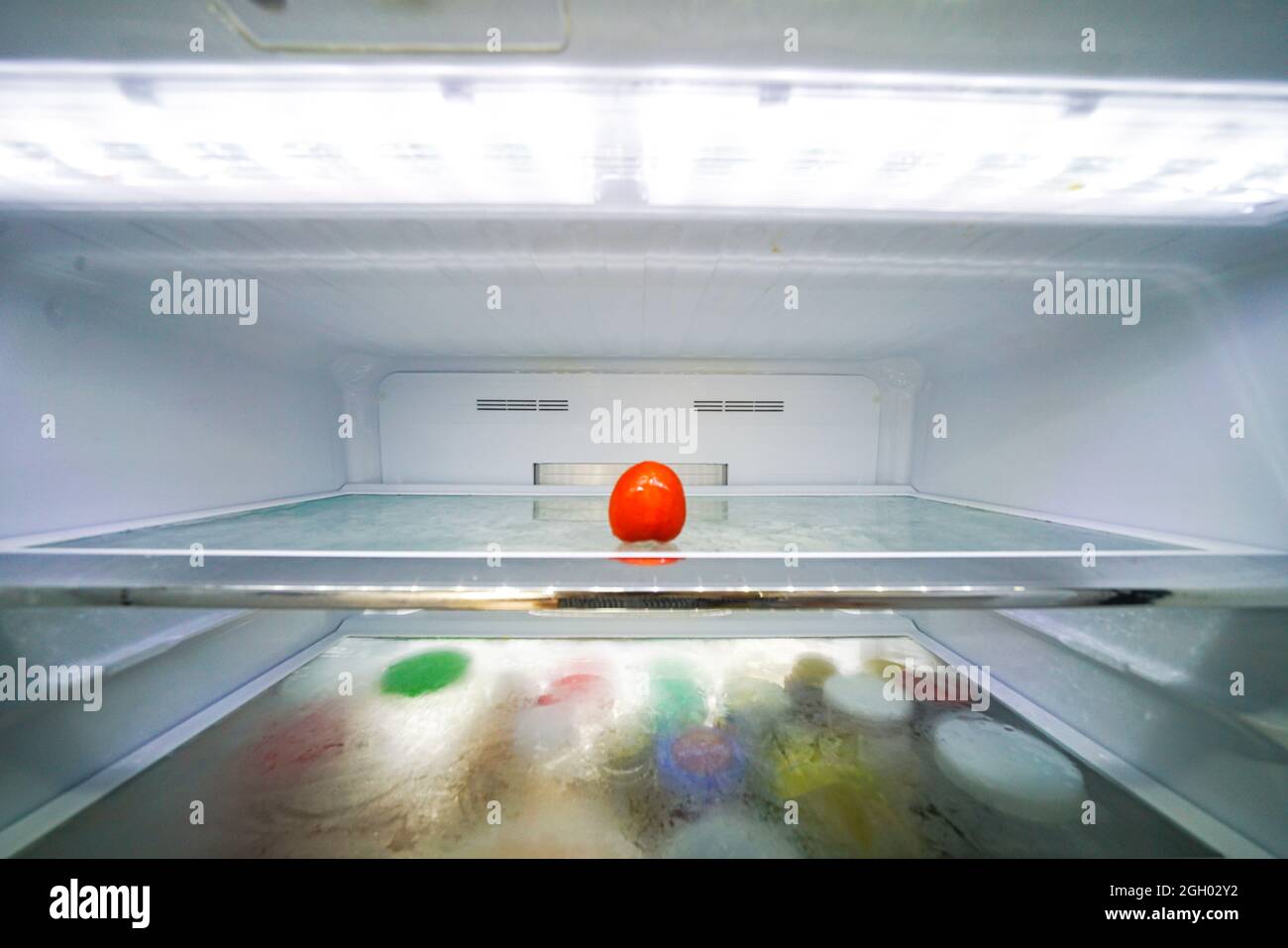 Food inside refrigerator in the kitchen Stock Photo - Alamy