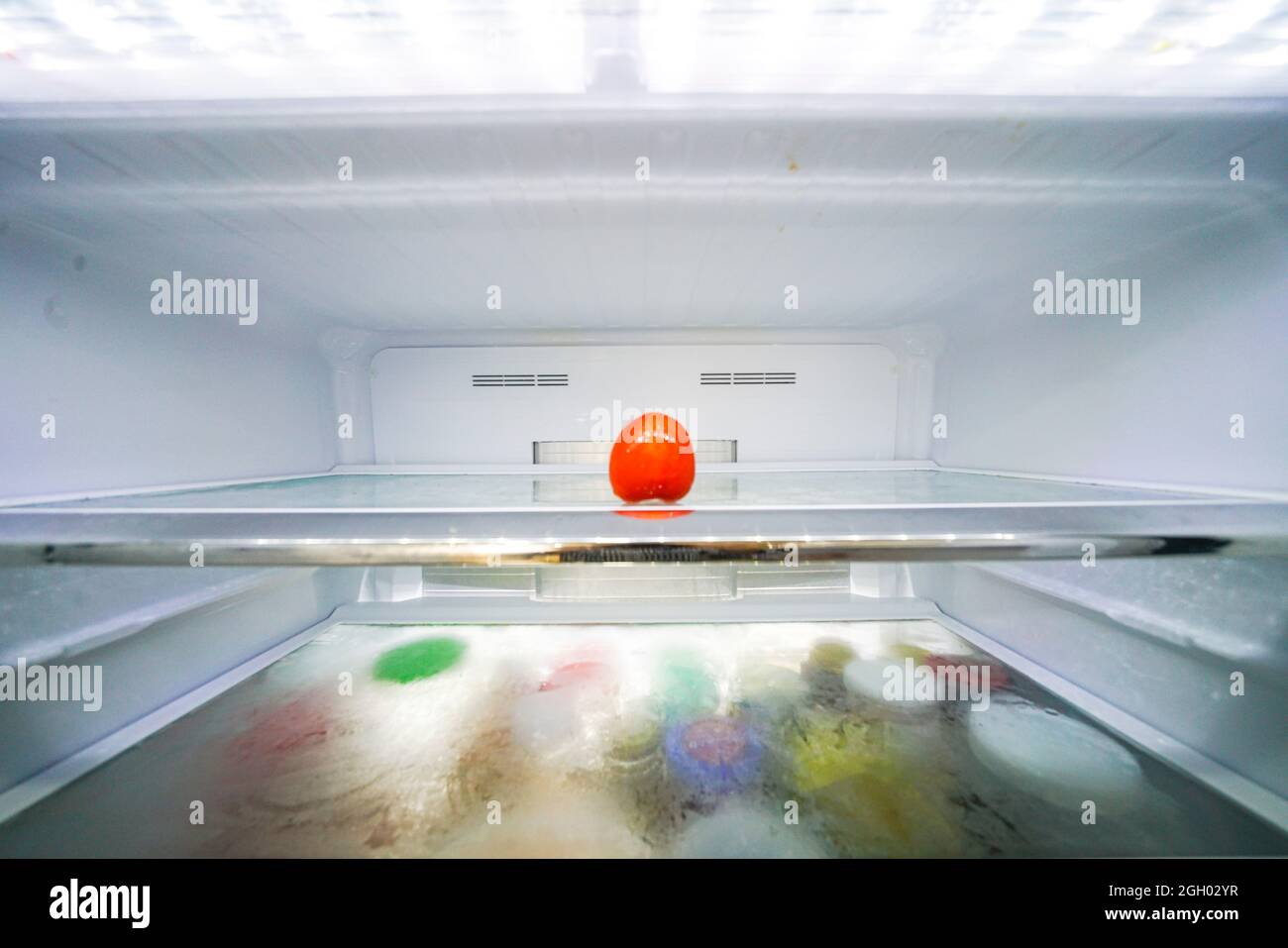 Food inside refrigerator in the kitchen Stock Photo - Alamy