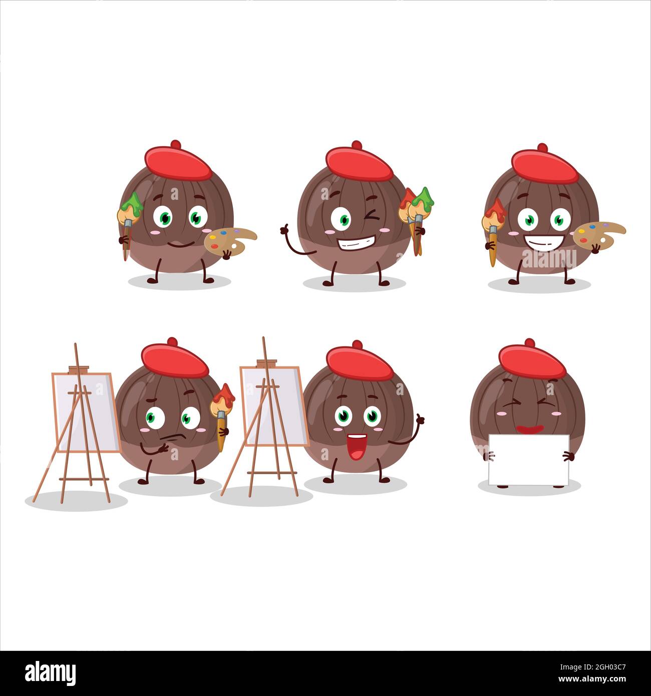 Artistic Artist of chestnut cartoon character painting with a brush ...
