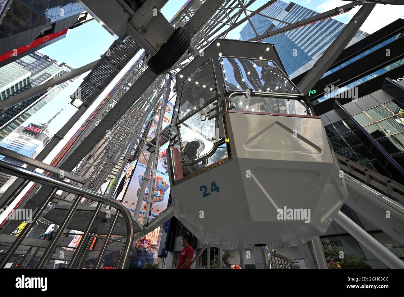 New York City, USA. 03rd Sep, 2021. People are seen riding a ferris ...