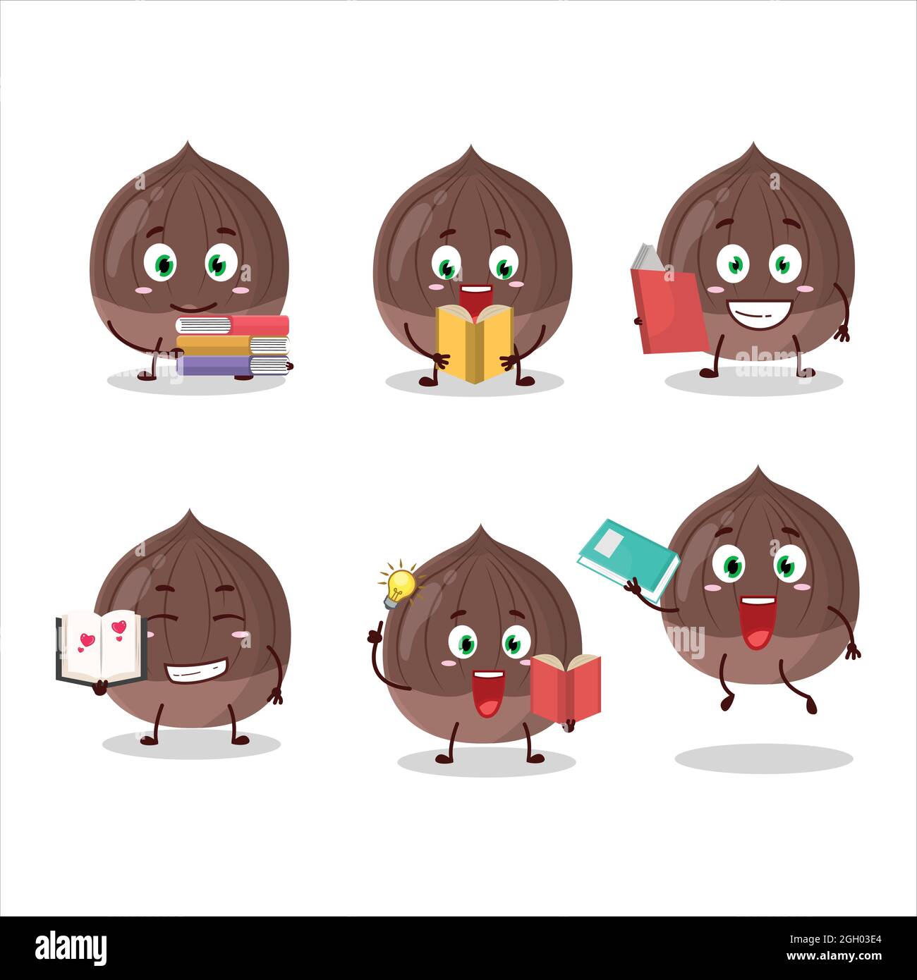 A picture of chestnut cartoon character concept reading an amusing book ...