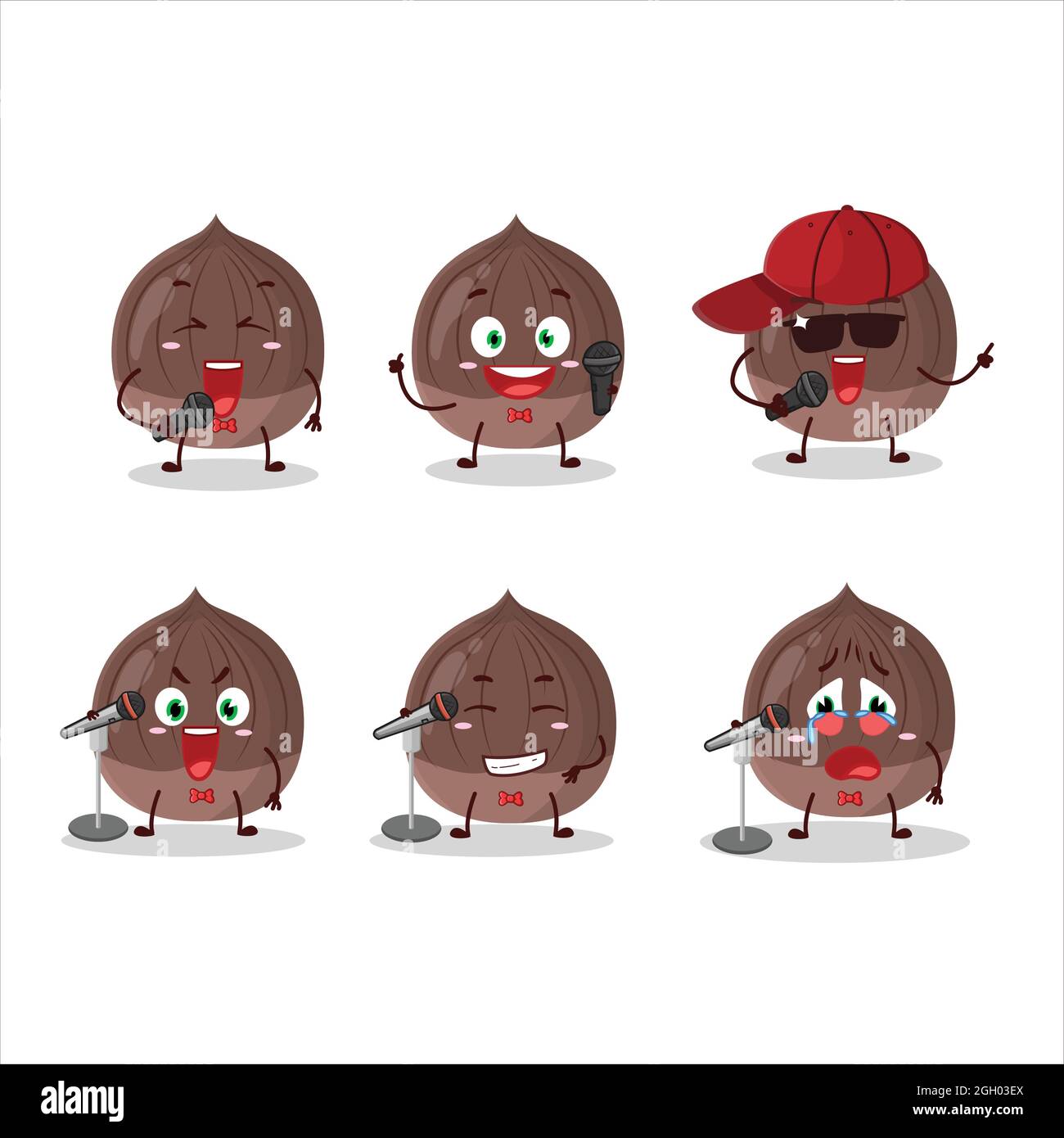 A Cute Cartoon design concept of chestnut singing a famous song. Vector ...