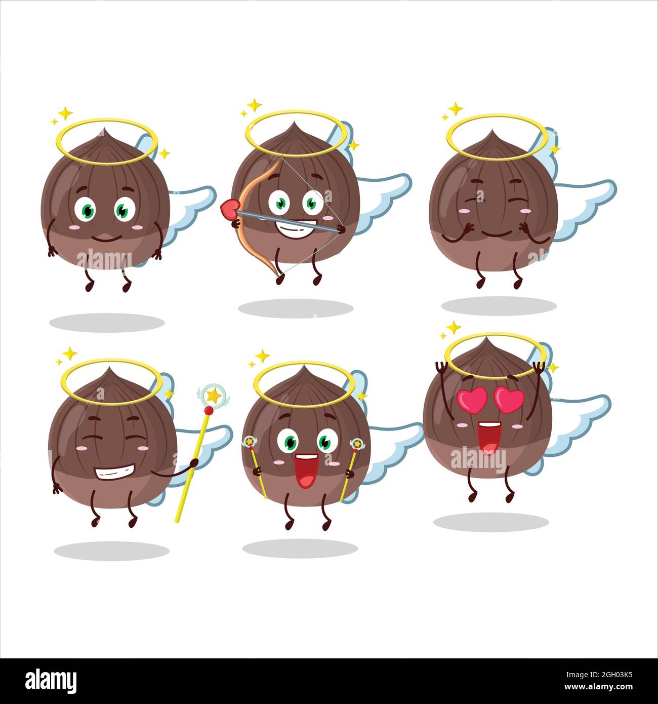 Chestnut cartoon designs as a cute angel character. Vector illustration ...