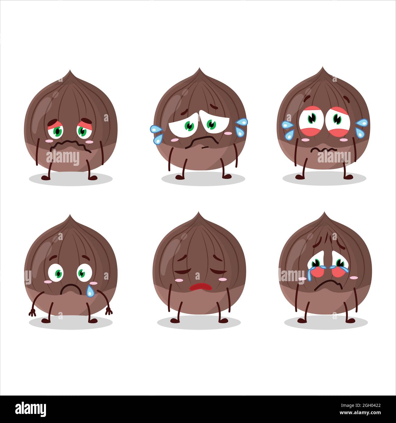 Chestnut cartoon in character with sad expression. Vector illustration ...