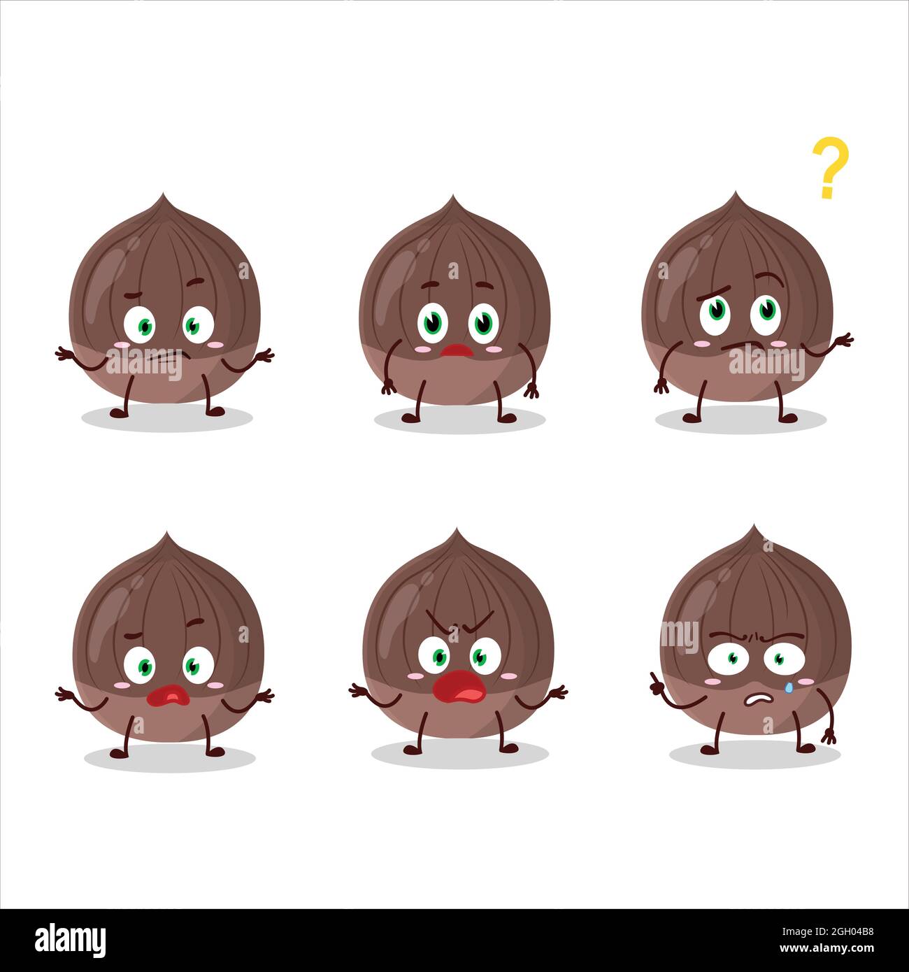 Cartoon character of chestnut with what expression. Vector illustration ...