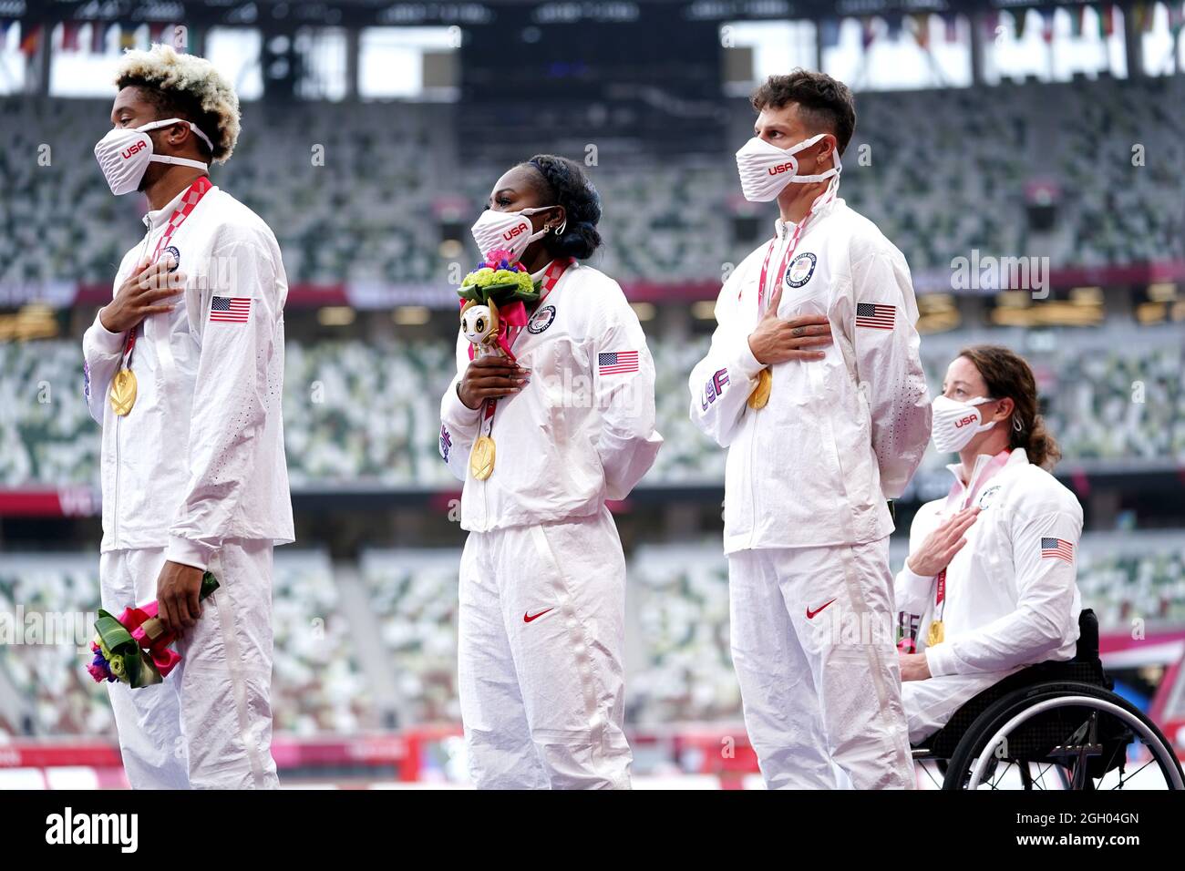 USA's Noah Malone (left), Brittni Mason, Nick Mayhugh and Tatyana ...