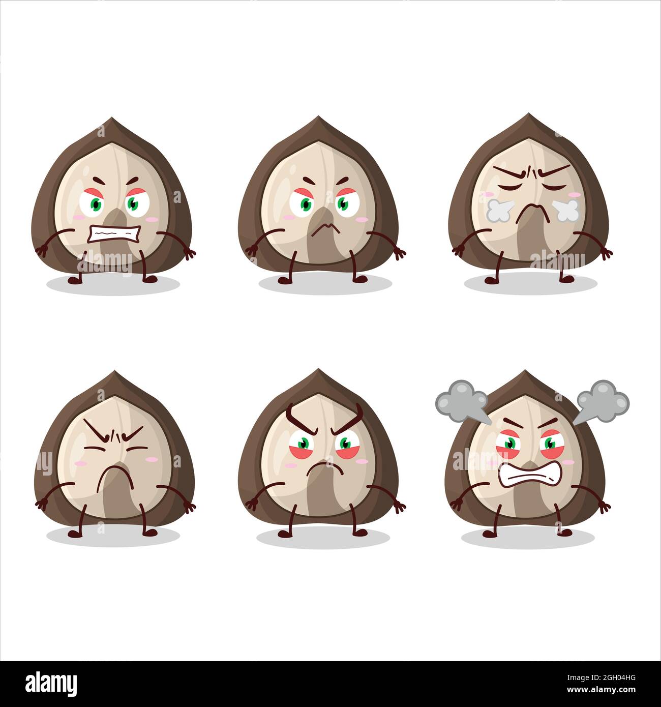 Manchurian walnut cartoon character with various angry expressions ...