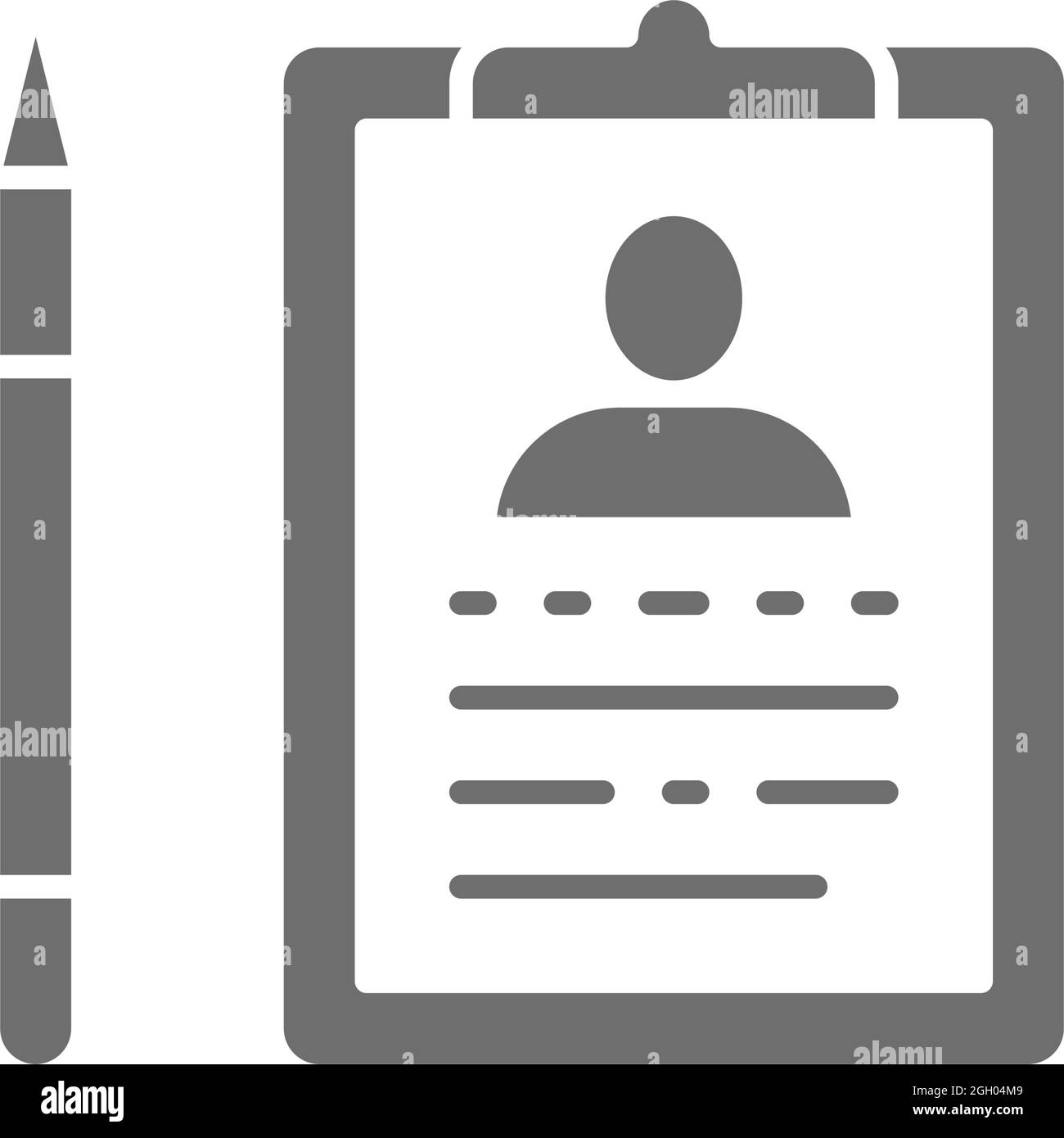 Vector folder tablet with pen, case history, medical tests grey icon ...