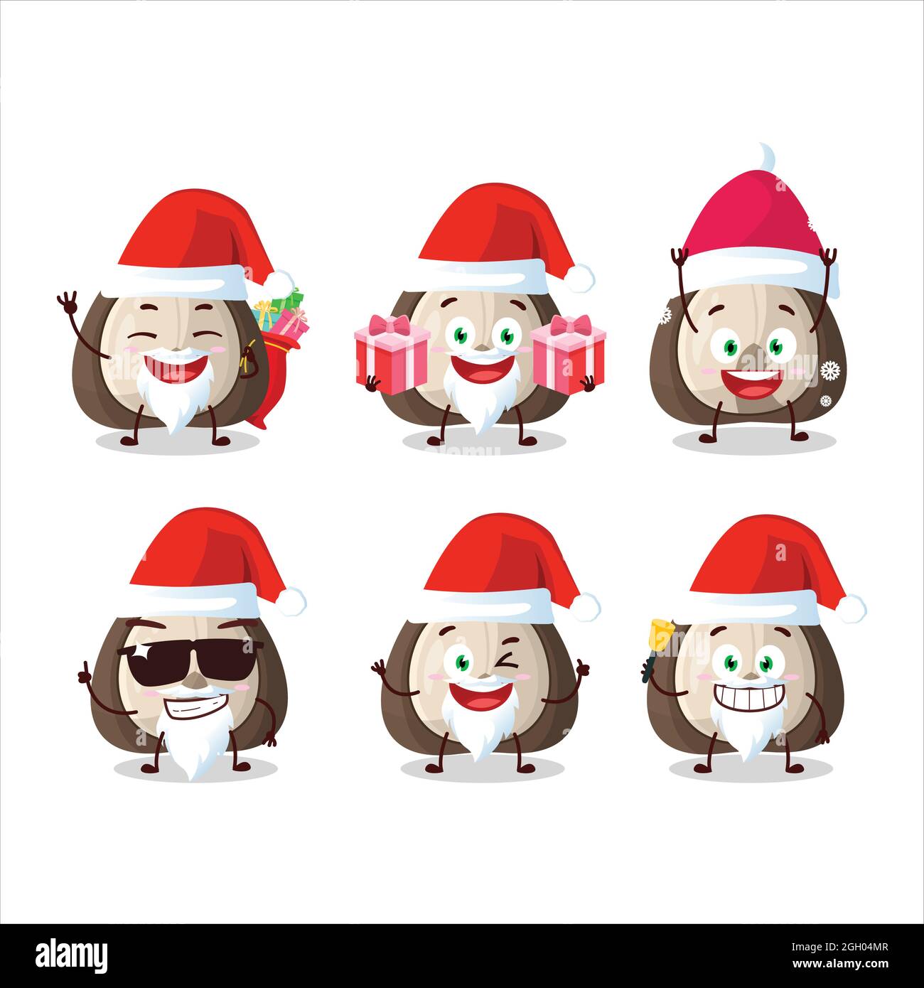 Santa Claus emoticons with manchurian walnut cartoon character. Vector ...