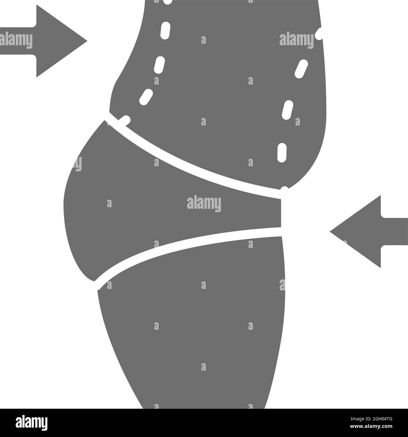Vector liposuction of abdomen, tummy tuck, plastic surgery grey icon ...