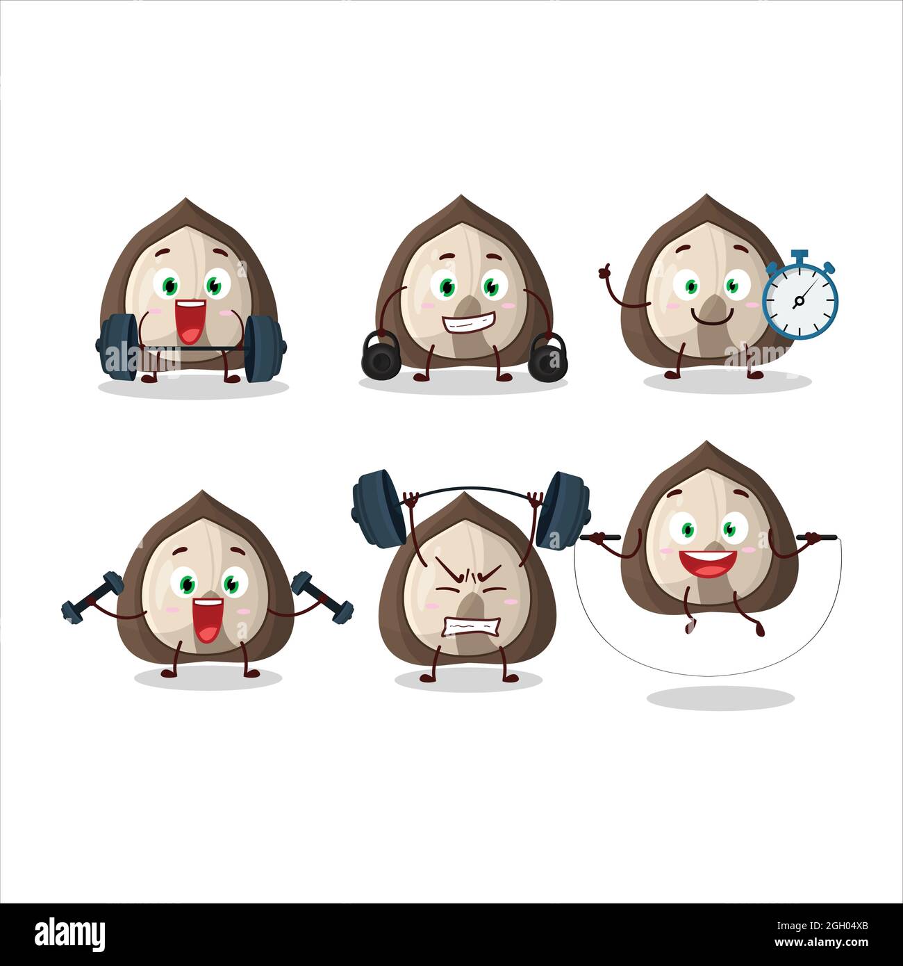 A healthy manchurian walnut cartoon style trying some tools on Fitness ...