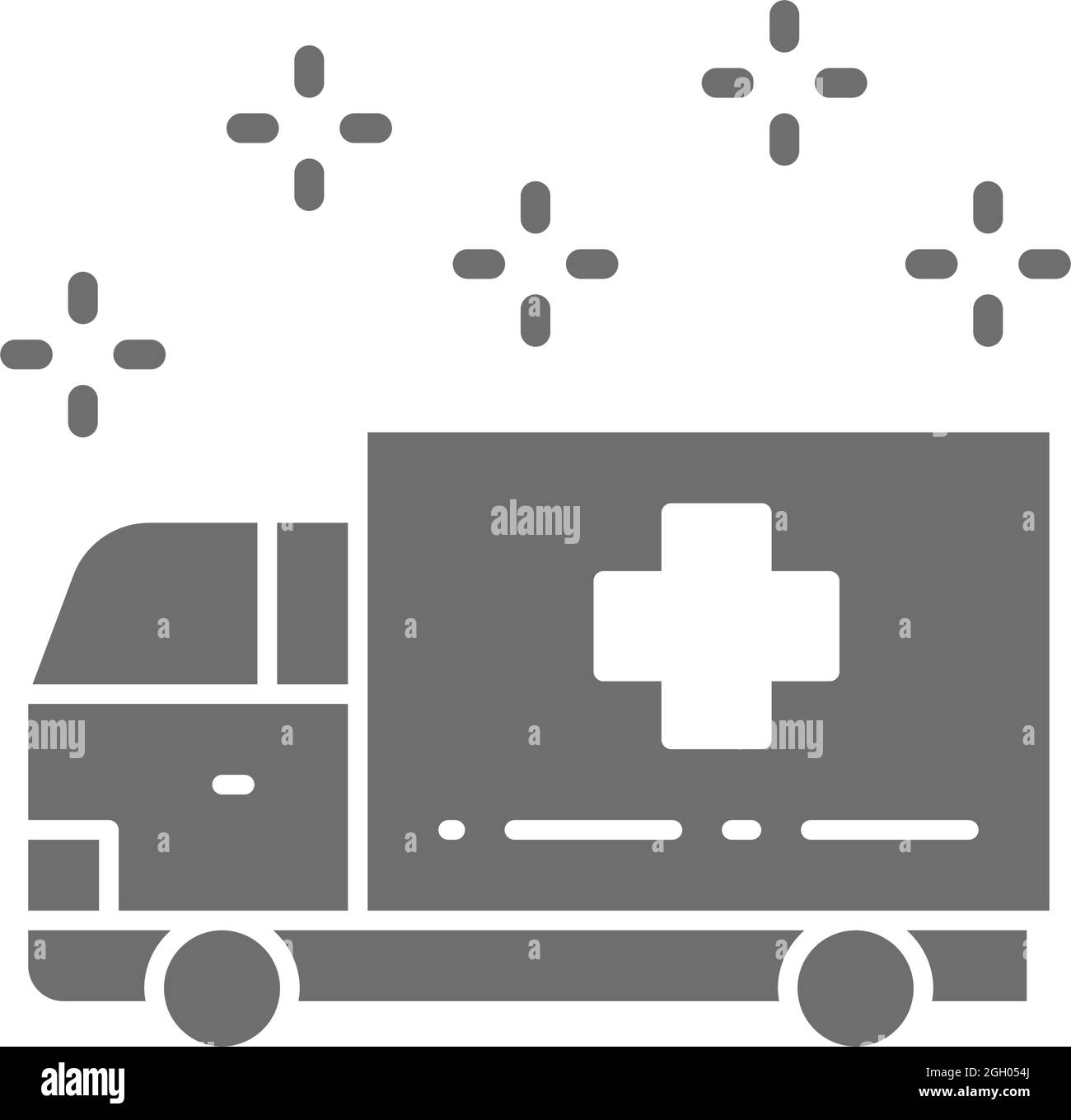 Ambulance car, emergency medical truck, hospital transport grey icon ...