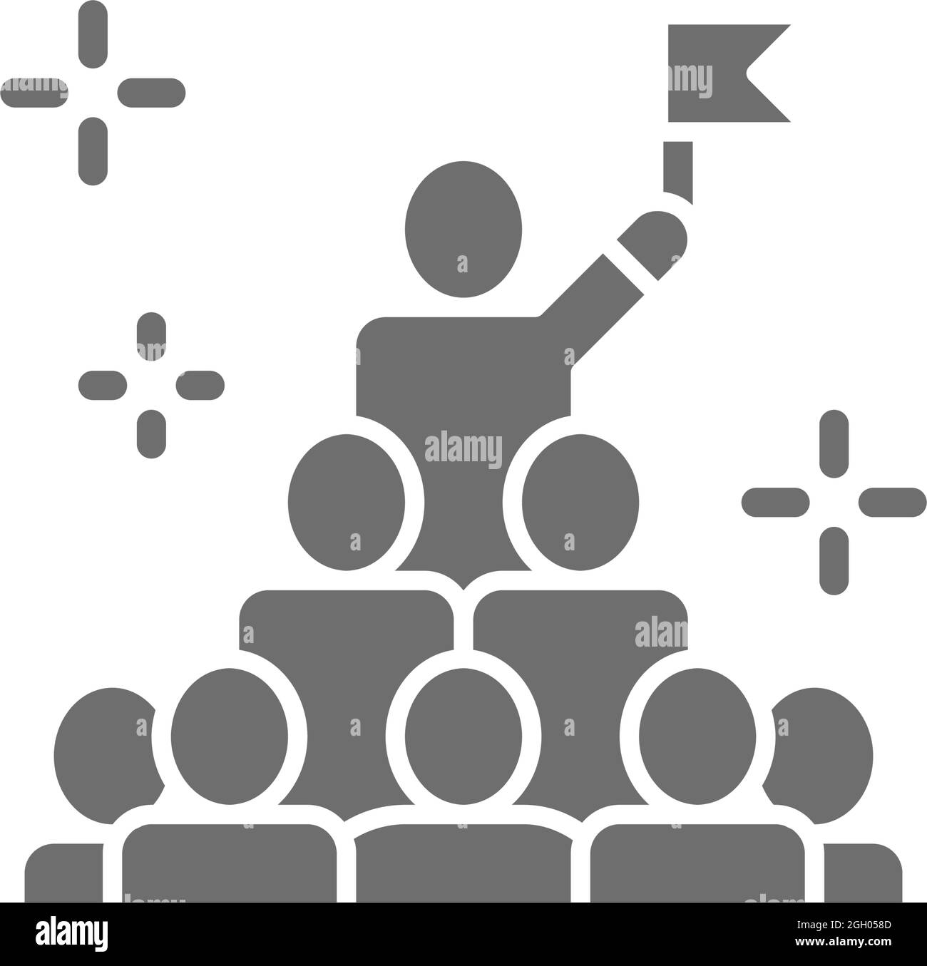 Leadership in command, president, leader grey icon Stock Vector Image ...