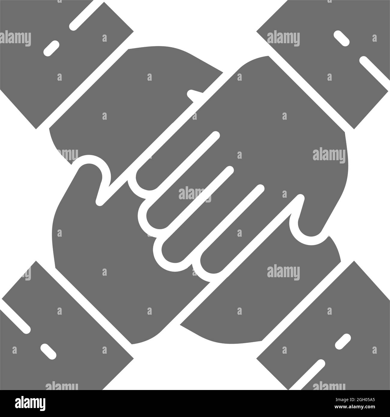 Teamwork, team hands grey icon. Isolated on white background Stock ...