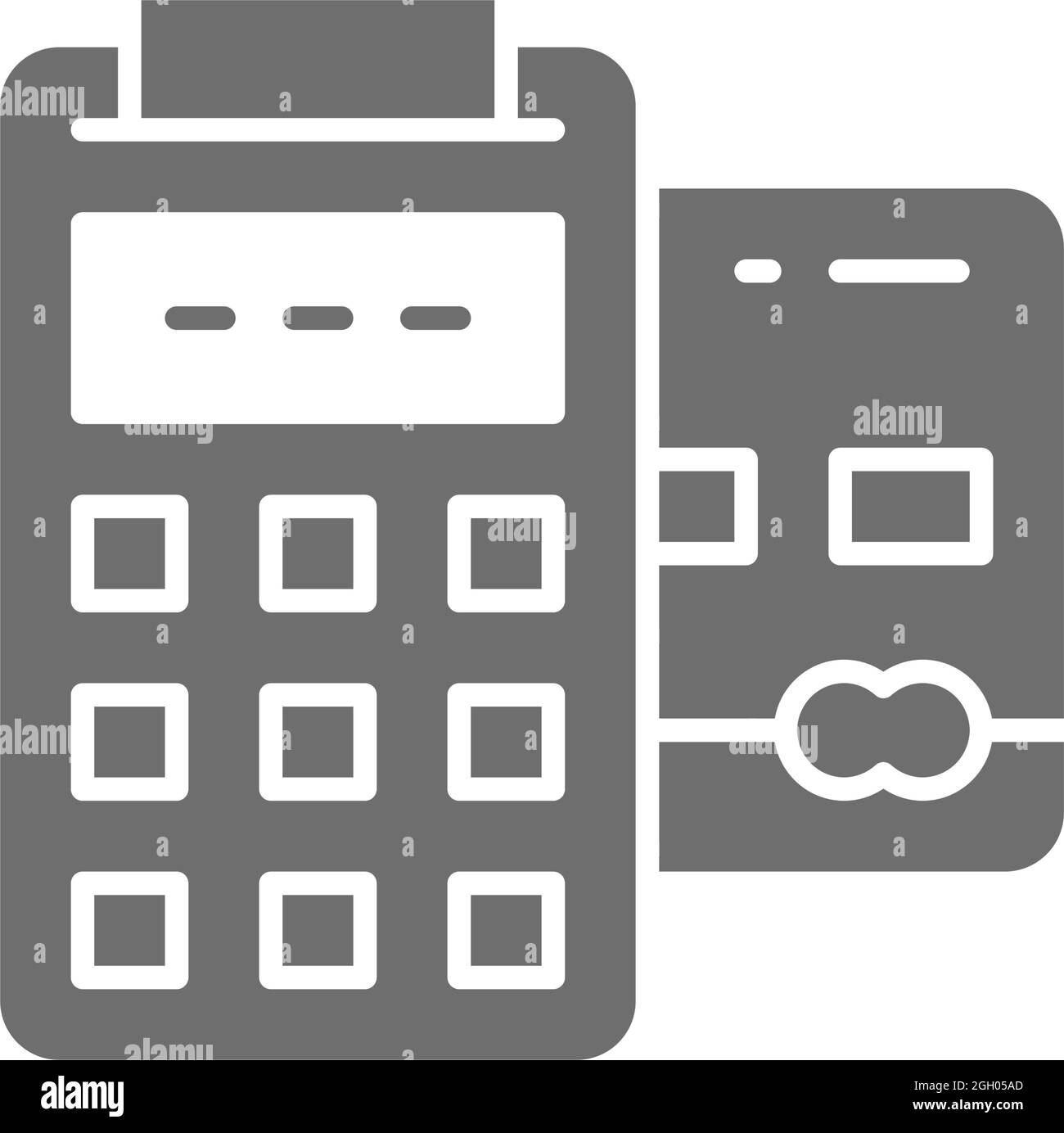 POS credit card, banking terminal, payments methods grey icon Stock ...