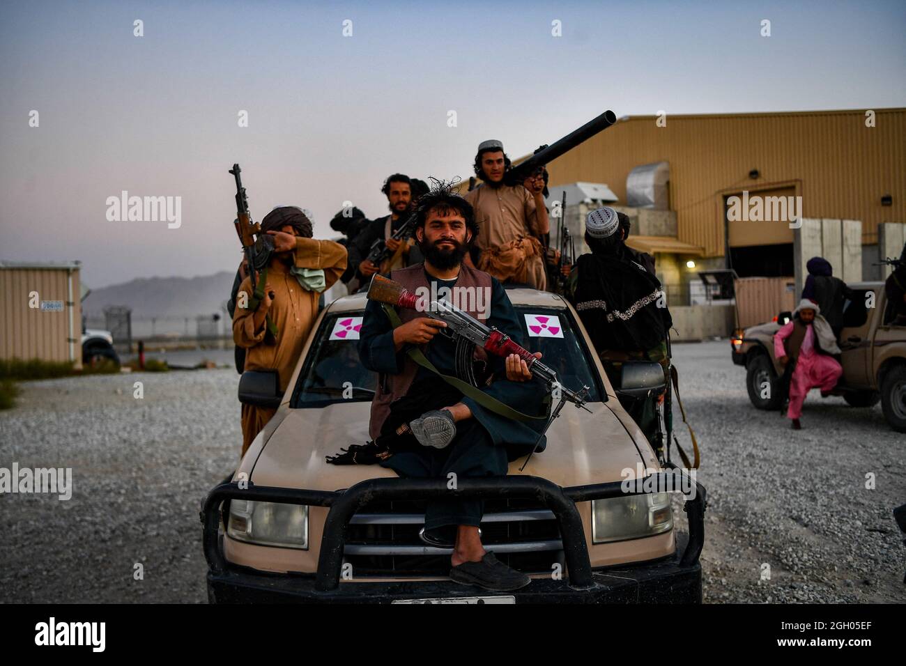 Taliban patrol in Bagram air base on September 1, 2021. Bagram, the ...