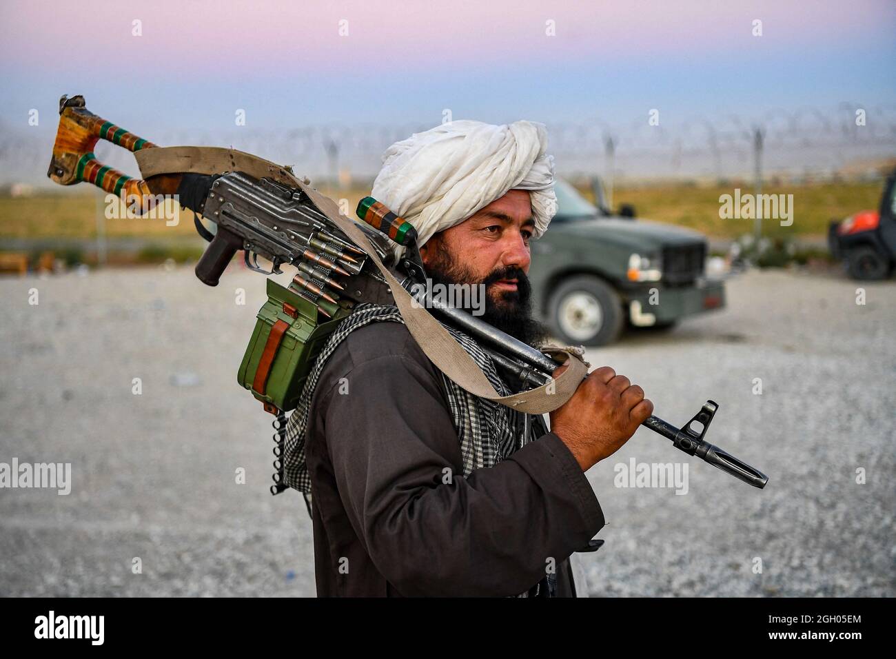 Taliban patrol in Bagram air base on September 1, 2021. Bagram, the ...