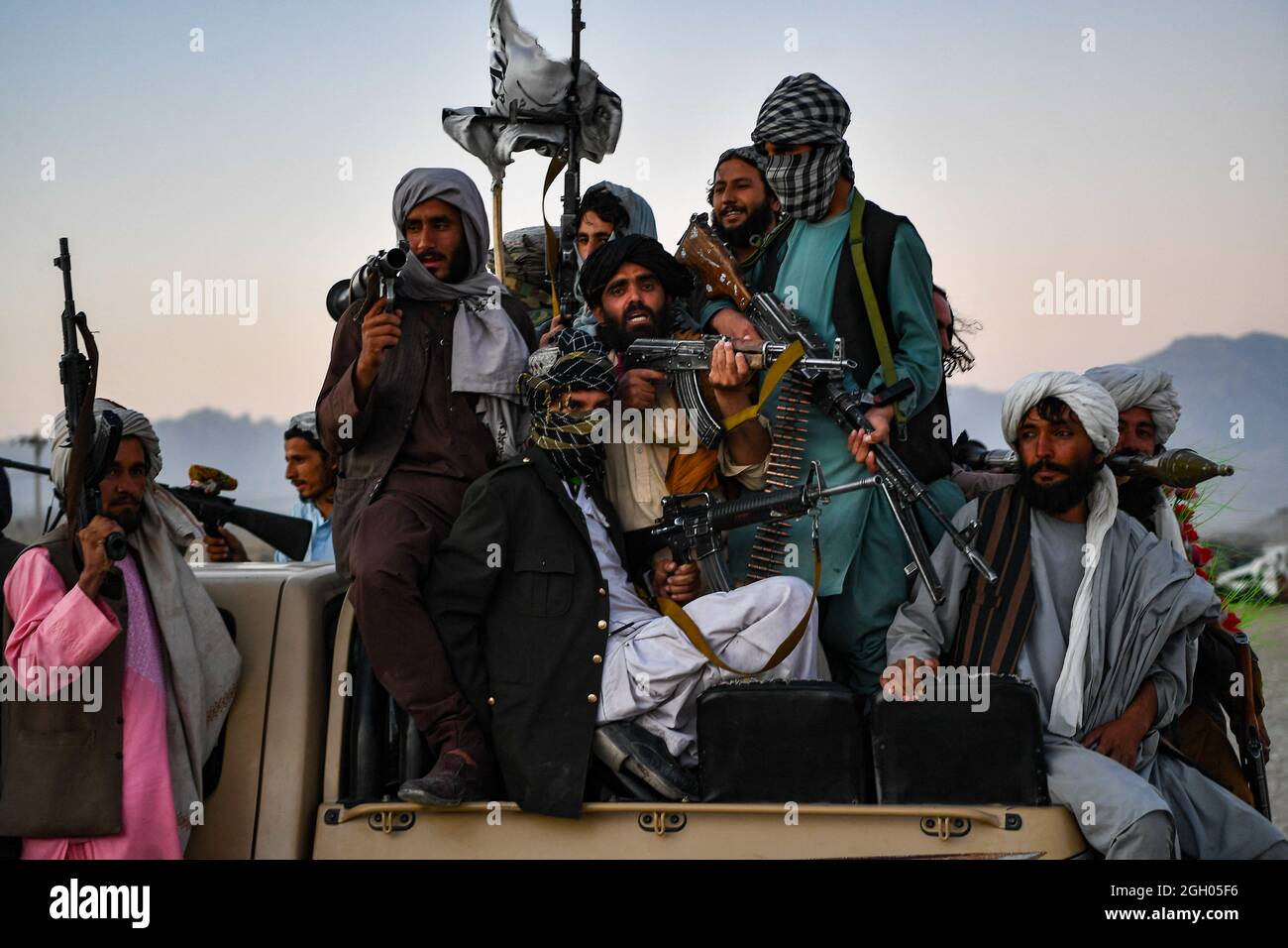 Taliban patrol in Bagram air base on September 1, 2021. Bagram, the ...