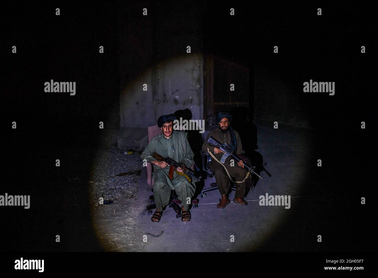 Taliban patrol in Bagram air base on September 1, 2021. Bagram, the ...