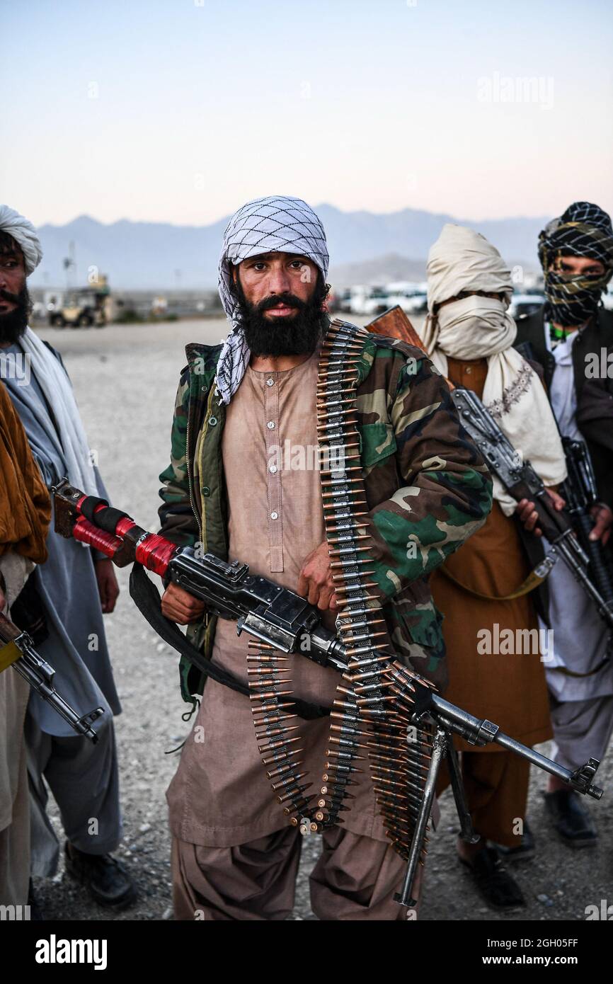 Taliban patrol in Bagram air base on September 1, 2021. Bagram, the ...