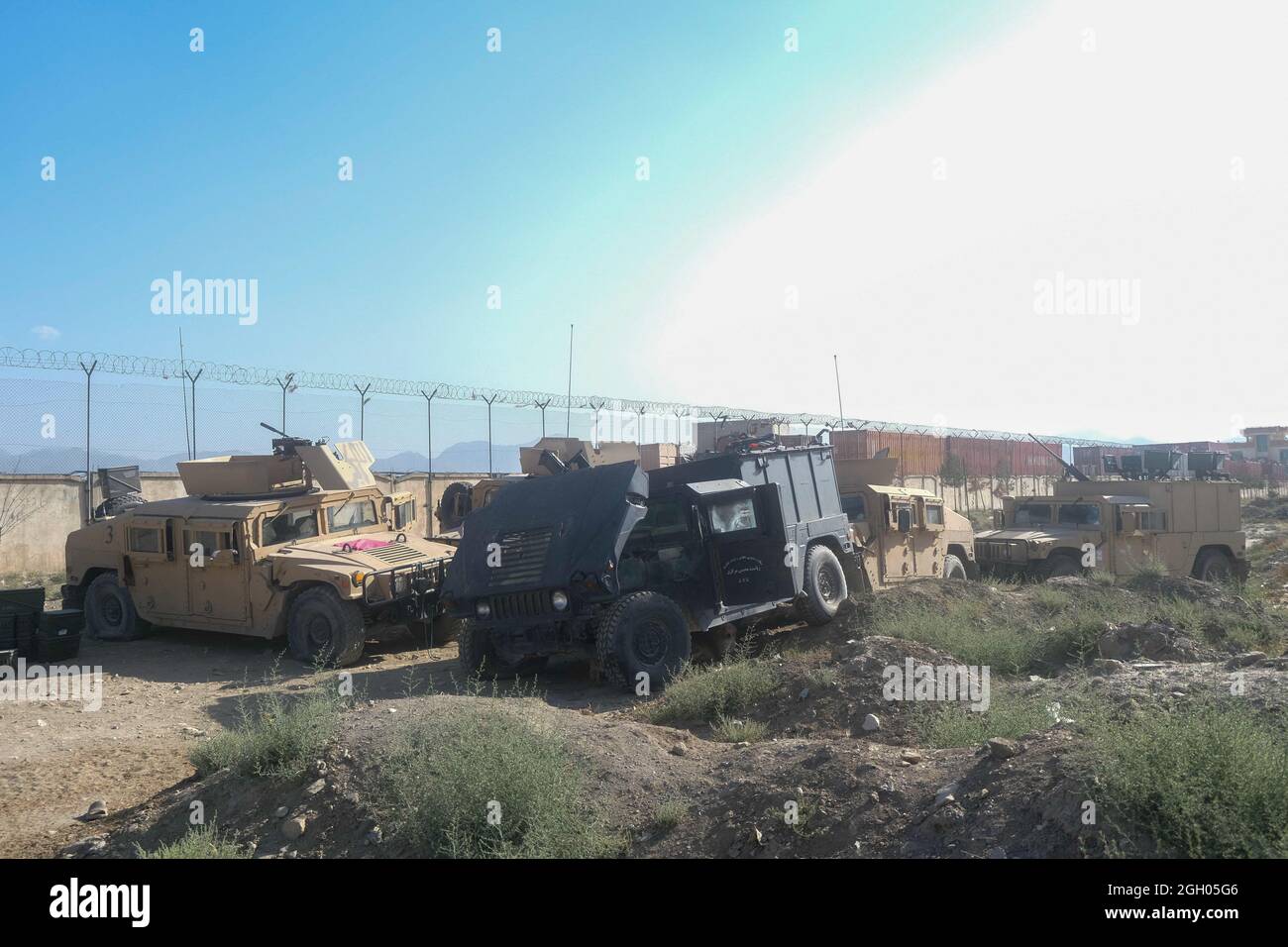 Taliban patrol in Bagram air base on September 1, 2021. Bagram, the ...