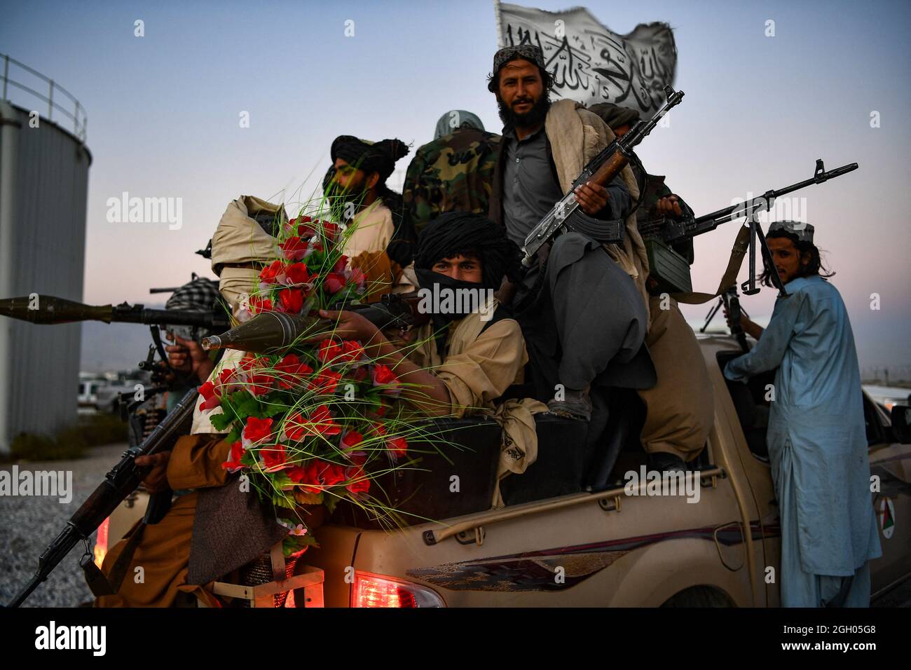 Taliban patrol in Bagram air base on September 1, 2021. Bagram, the ...