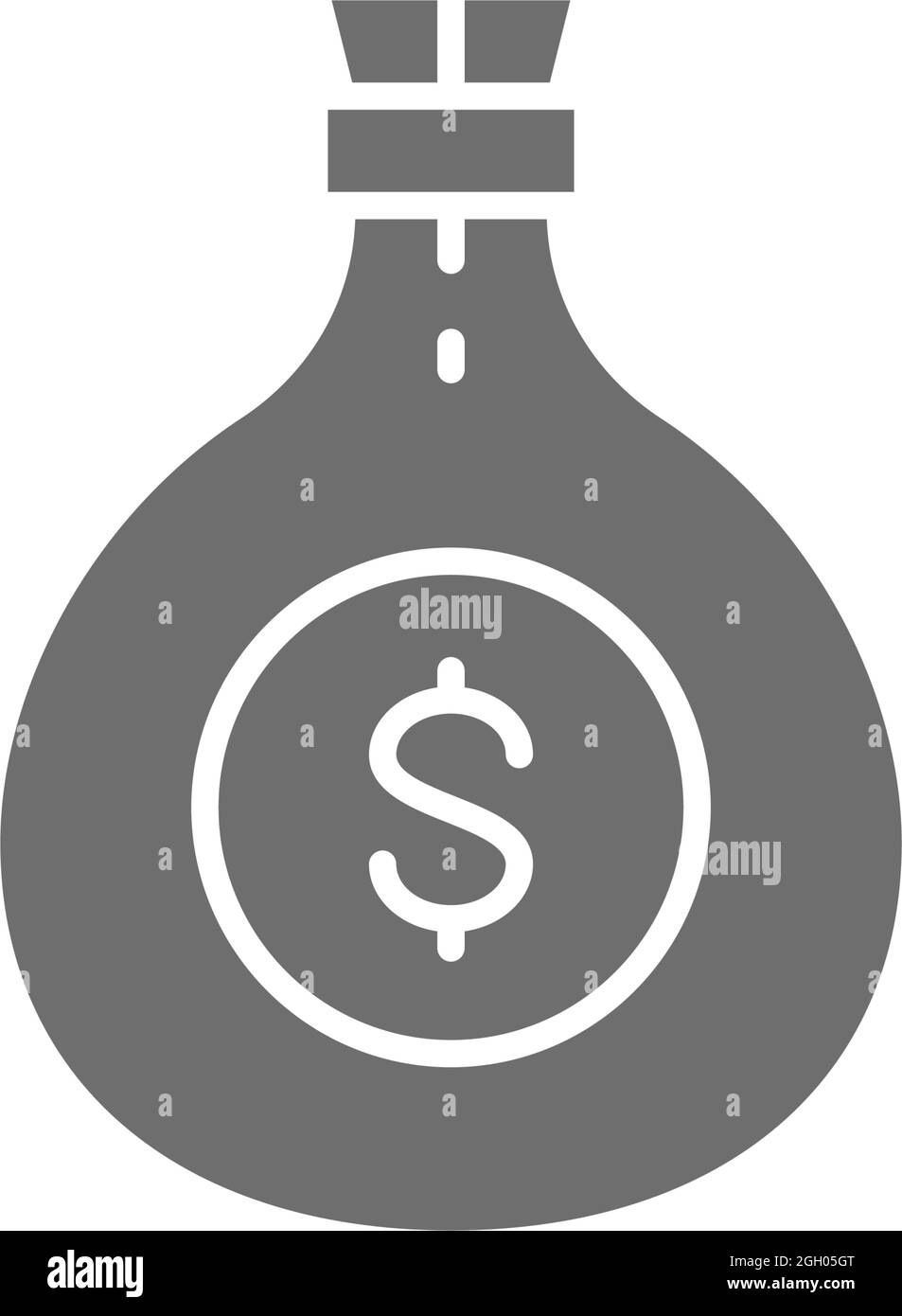 Money bag, cash sack grey icon. Isolated on white background Stock ...