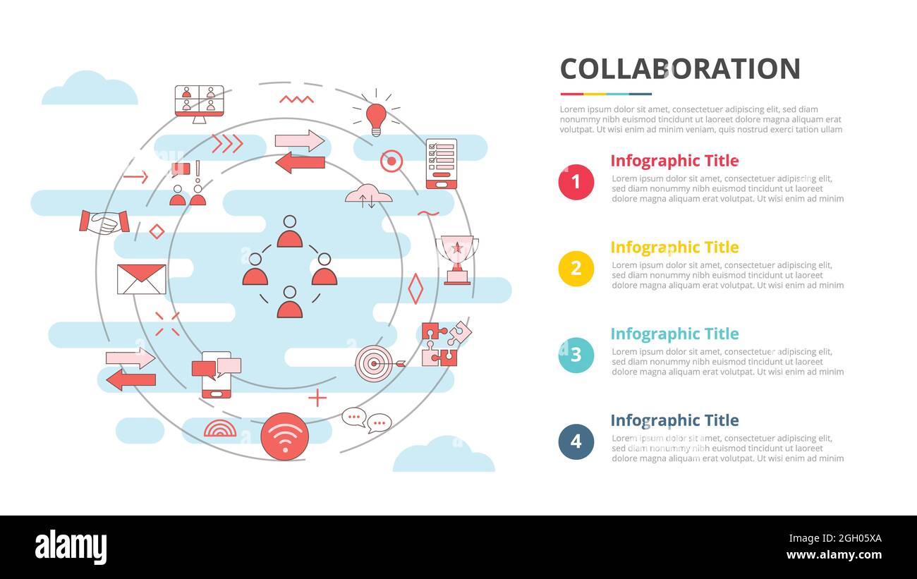 collaboration concept for infographic template banner with four point ...