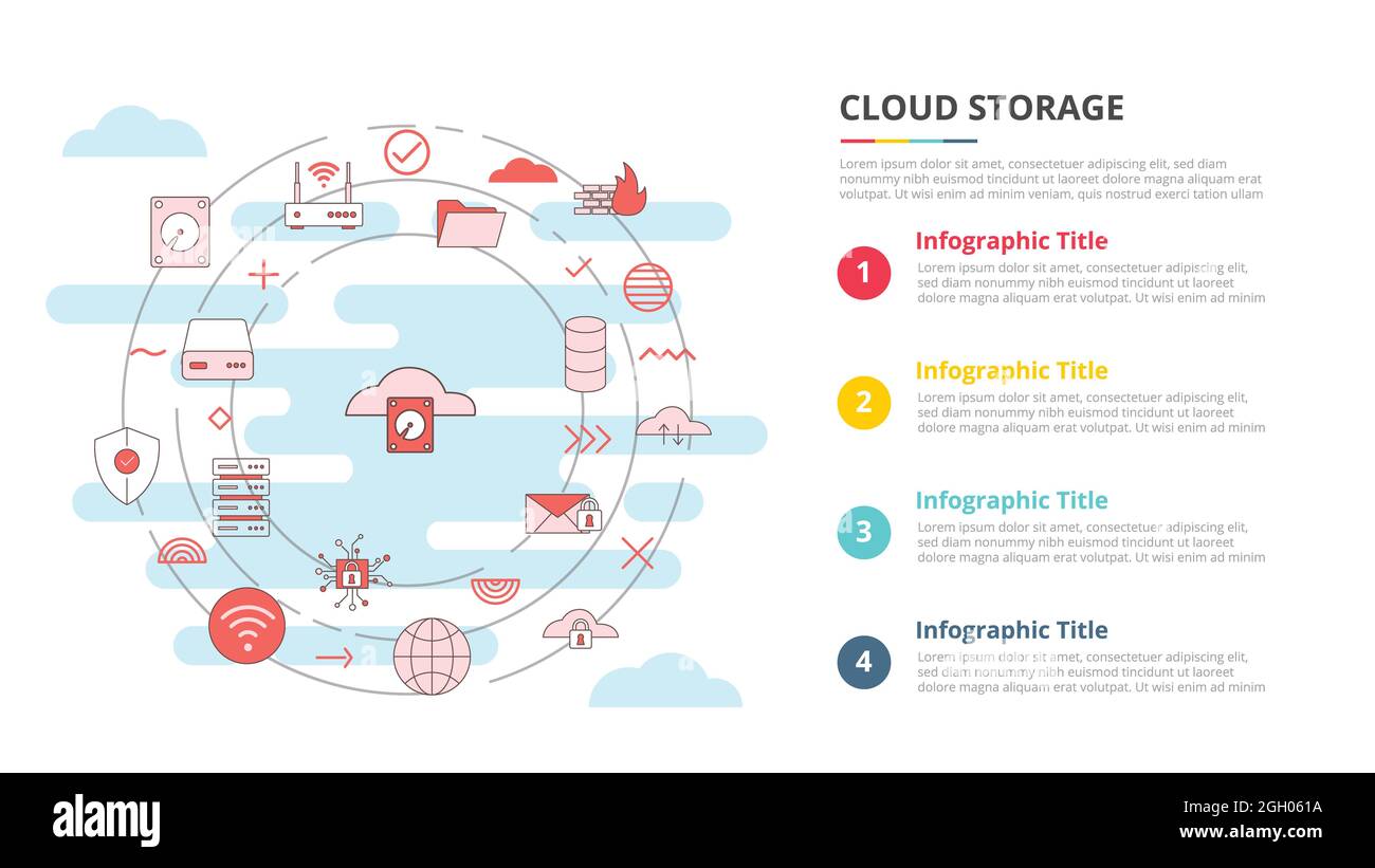 cloud storage concept for infographic template banner with four point ...