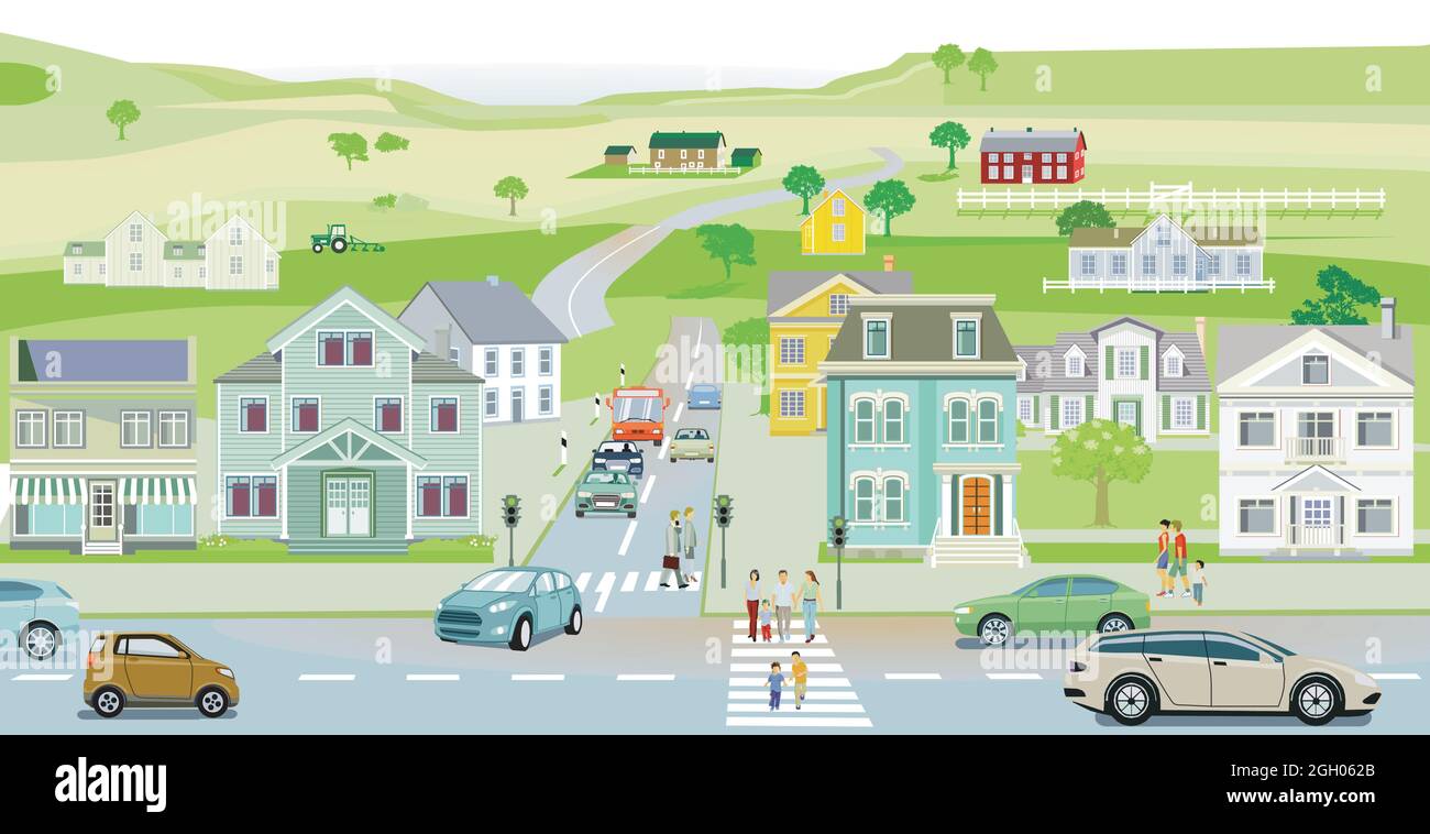 Road in suburb Stock Vector Images - Alamy