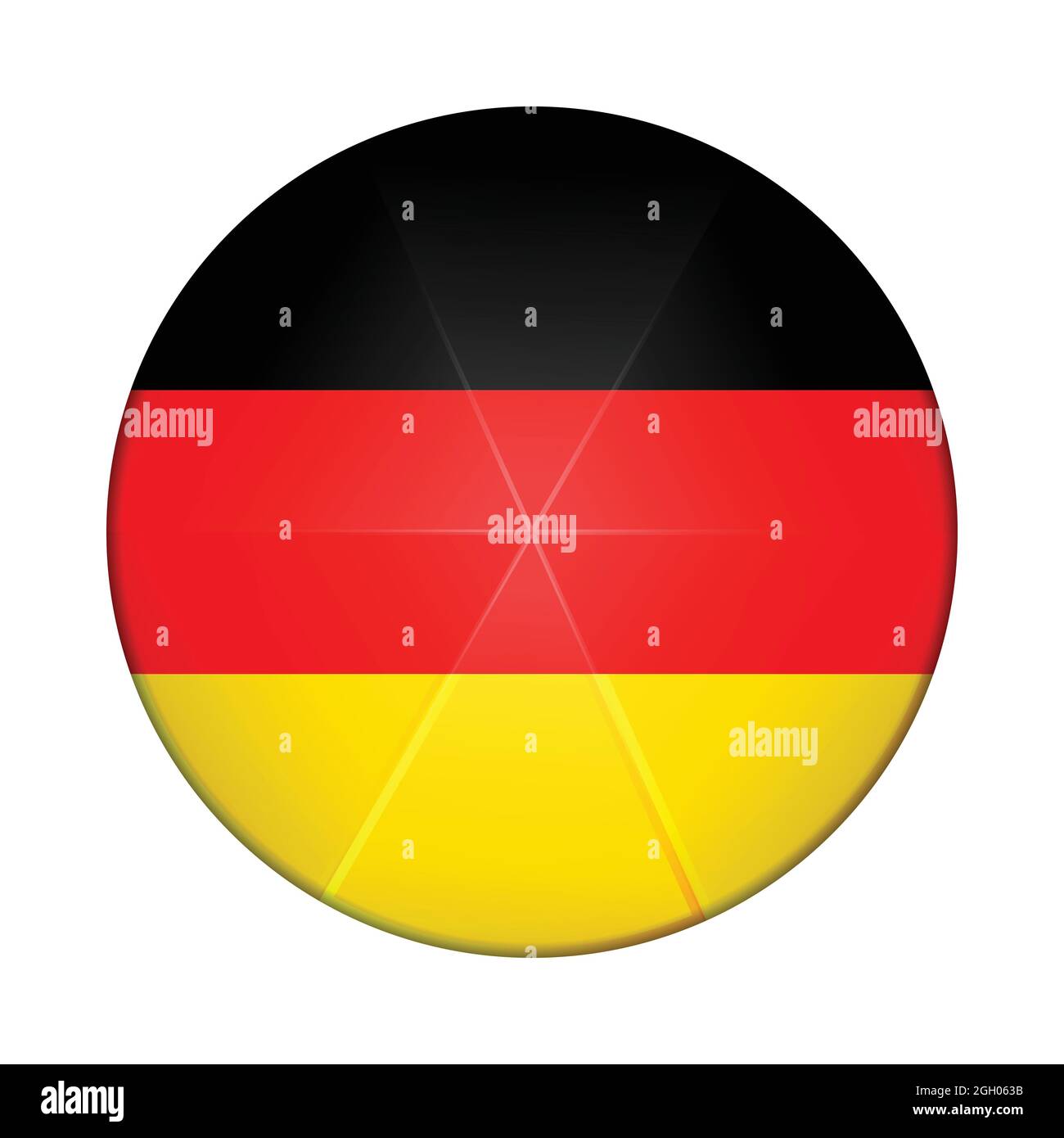 Glass light ball with flag of Germany. Round sphere, template icon ...