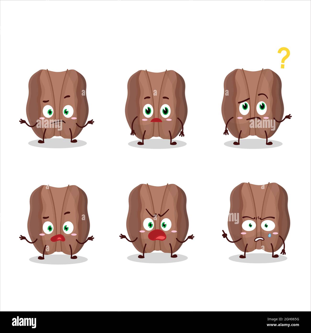 Cartoon character of pecans with what expression. Vector illustration ...
