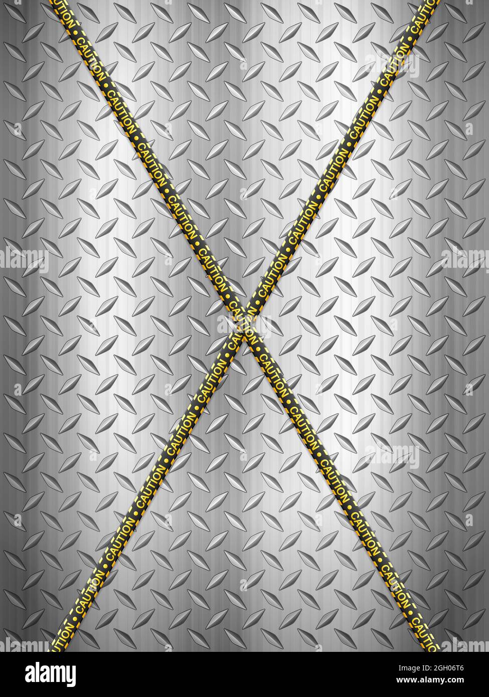 Caution tape on metal background. Vector illustration Stock Photo - Alamy