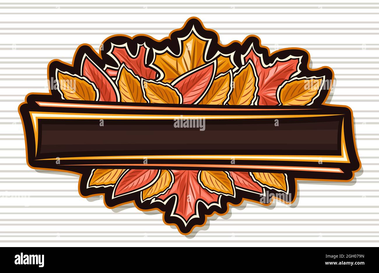 Vector Autumn Leaves logo with copy space, dark horizontal template ...