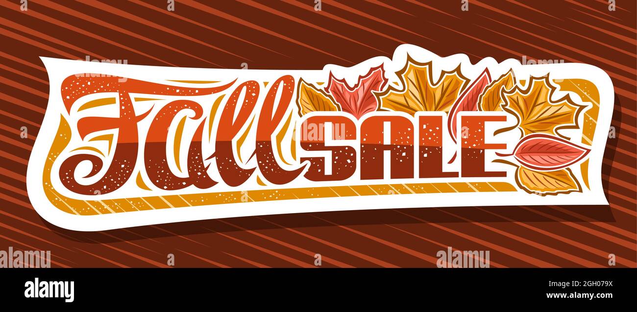 Vector banner for Fall Sale, decorative cut paper sign board with ...