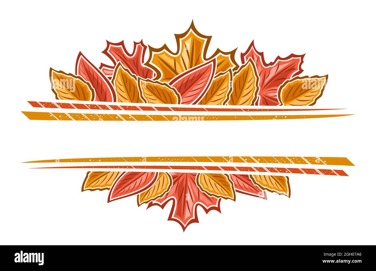 Vector Autumn Leaves border with copyspace, horizontal template with ...