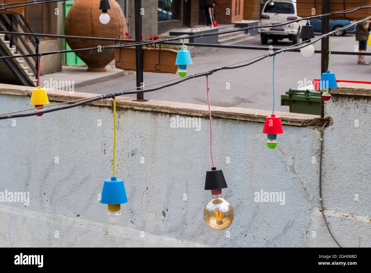 Outdoor yard light bulb, colorful Stock Photo - Alamy