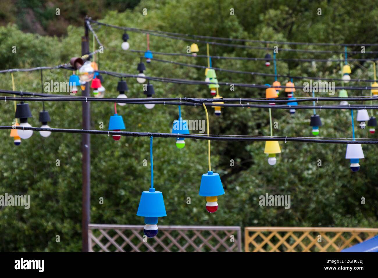 Outdoor yard light bulb, colorful Stock Photo - Alamy