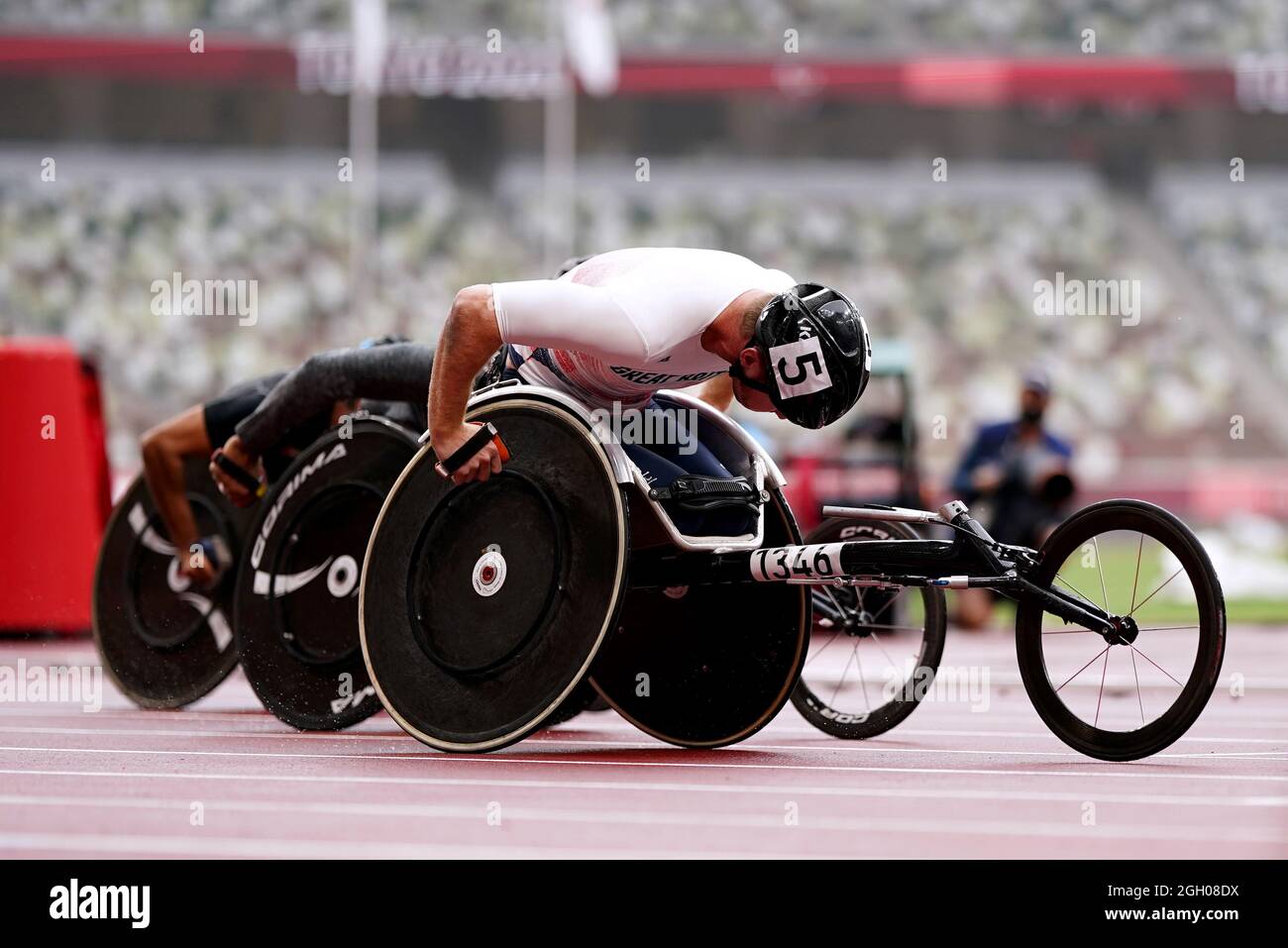 Great Britain's Isaac Towers (left) competes in the Men's 800m T34 ...